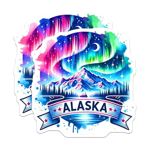 (2 Pack) Alaska Adventure Magnets - Northern Lights - Mountain Scenery ...