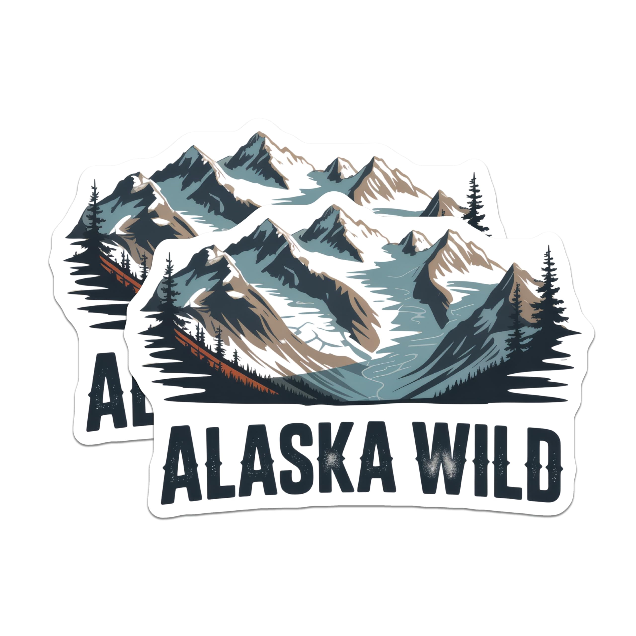 (2 Pack) Alaska Wild Stickers - Mountain Range Decals - Adventure ...
