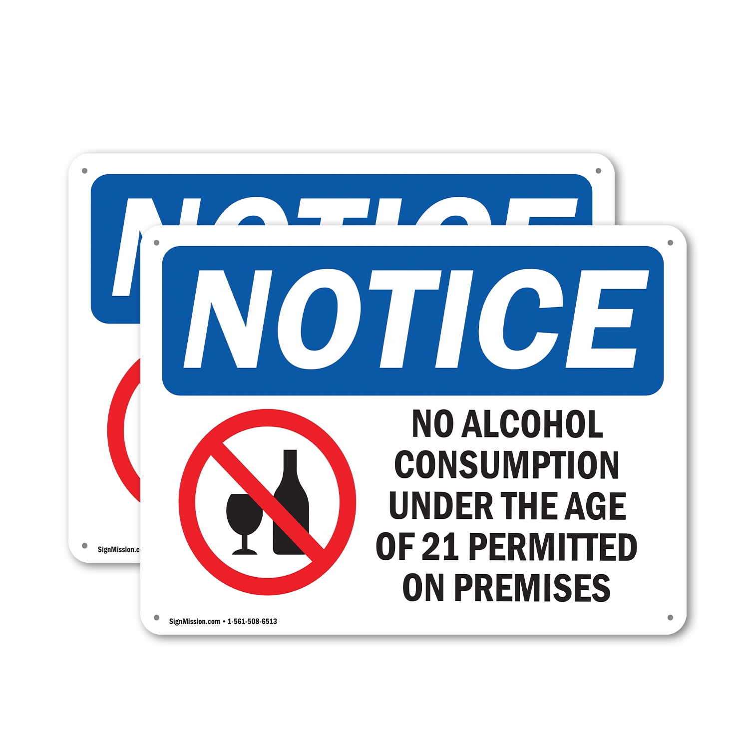 (2 Pack) No Alcohol Consumption OSHA Notice Sign 18 Inch X 12 Inch ...