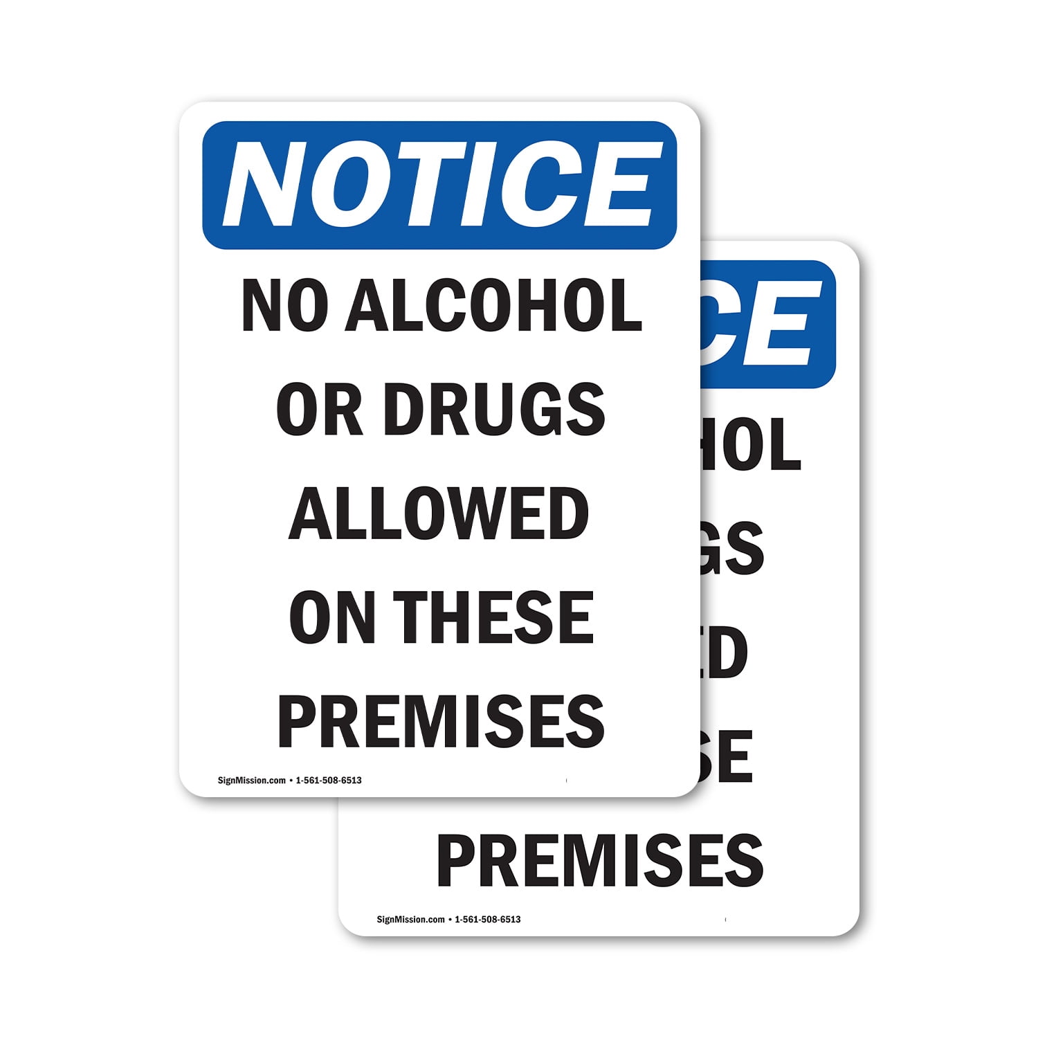 (2 Pack) No Alcohol Or Drugs Allowed OSHA Notice Sign 5 Inch X 7 Inch ...