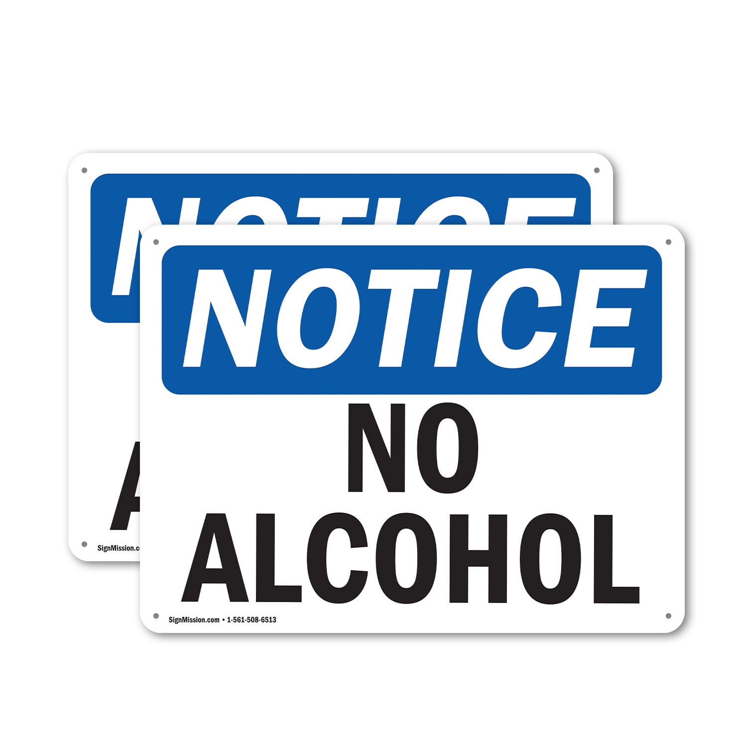 (2 Pack) No Alcohol OSHA Notice Sign 10 Inch X 7 Inch Plastic Sign ...