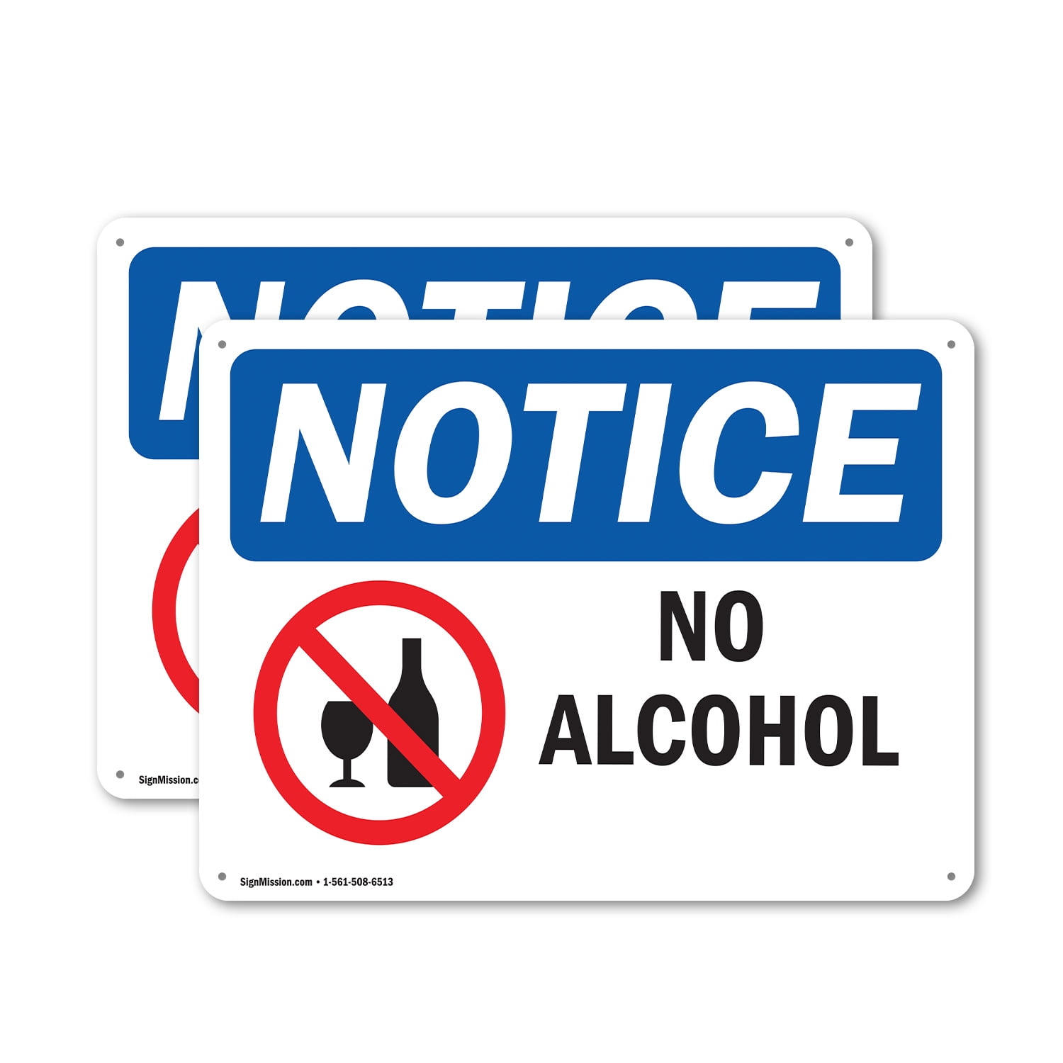 (2 Pack) No Alcohol OSHA Notice Sign 14 Inch X 10 Inch Indoor / Outdoor ...