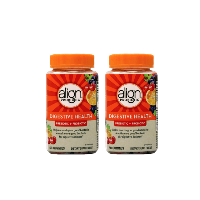 2 Pack - Align Digestive Health Prebiotic + Probiotic Gummies Fruit ...