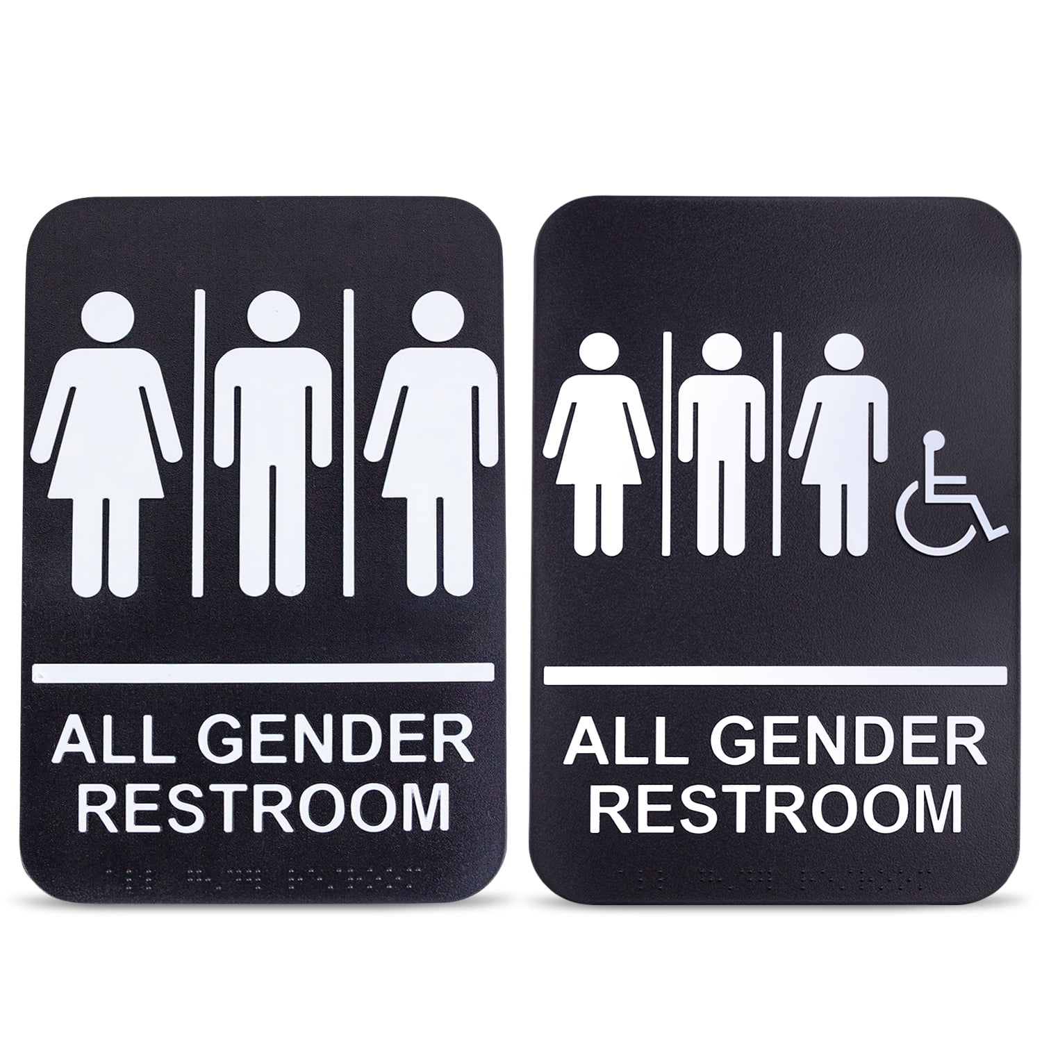 [2 Pack] All Gender Bathroom Signs for Business and Unisex Restroom ...