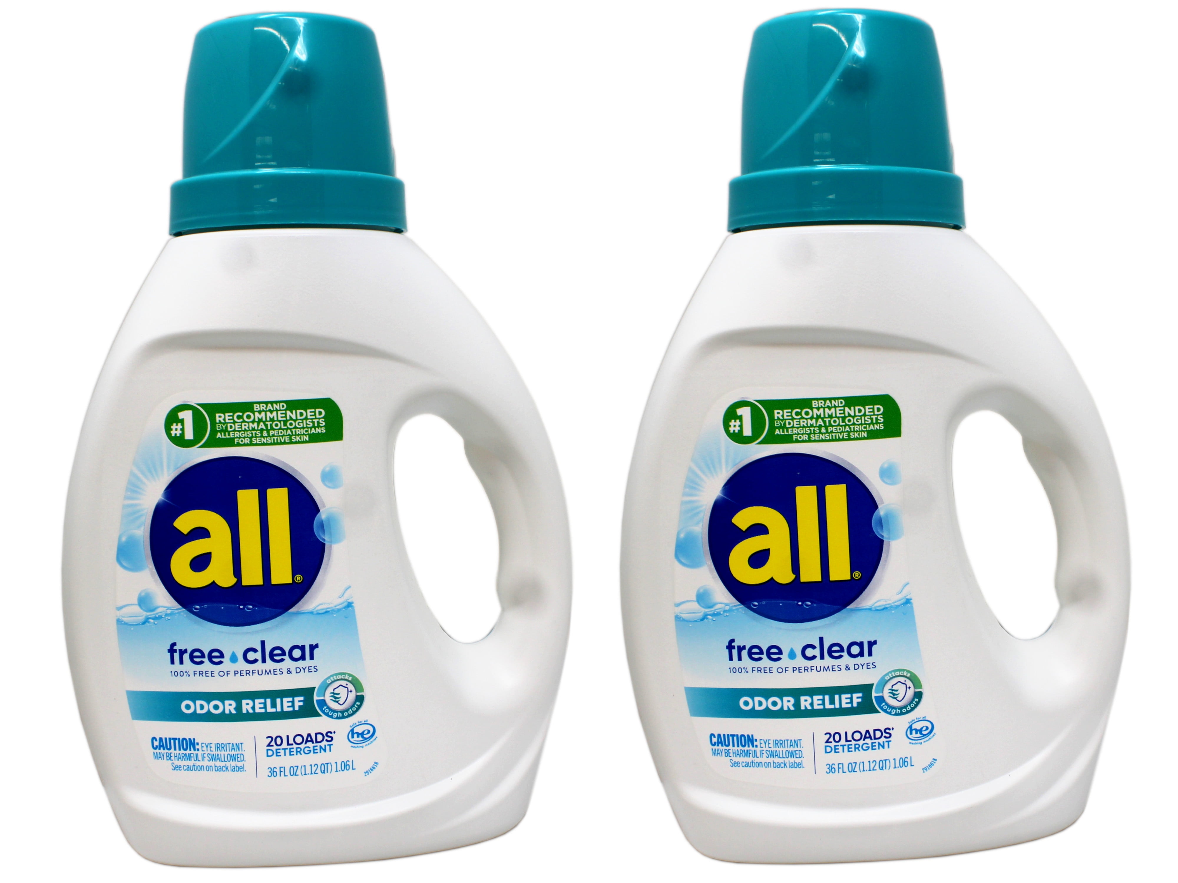 2 Pack - All Liquid Laundry Detergent, Free Clear with Odor Relief, 20 ...