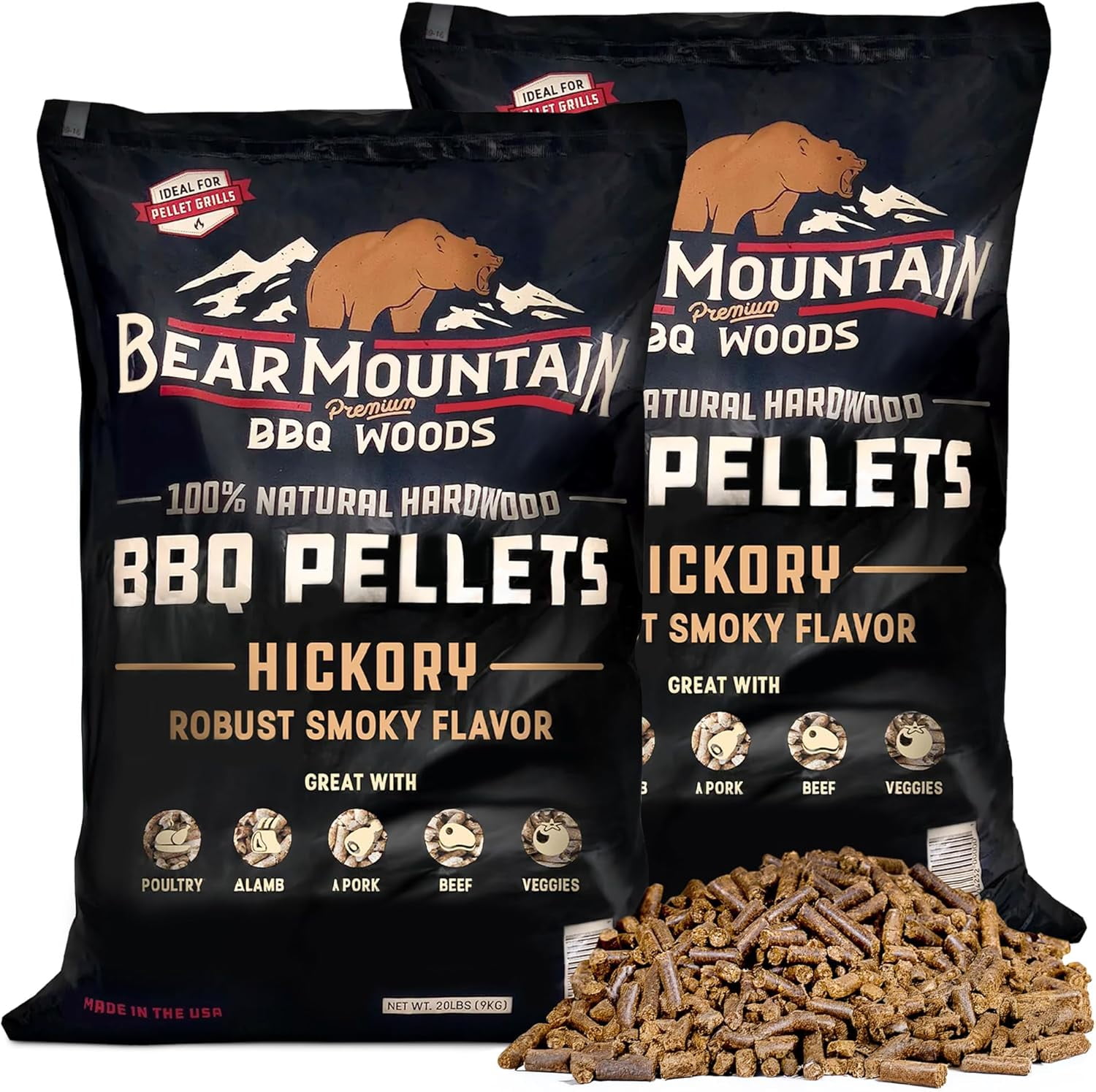 2-Pack All Natural Wood Pellets for Smoker, Grill & BBQ, 20 Lbs ...