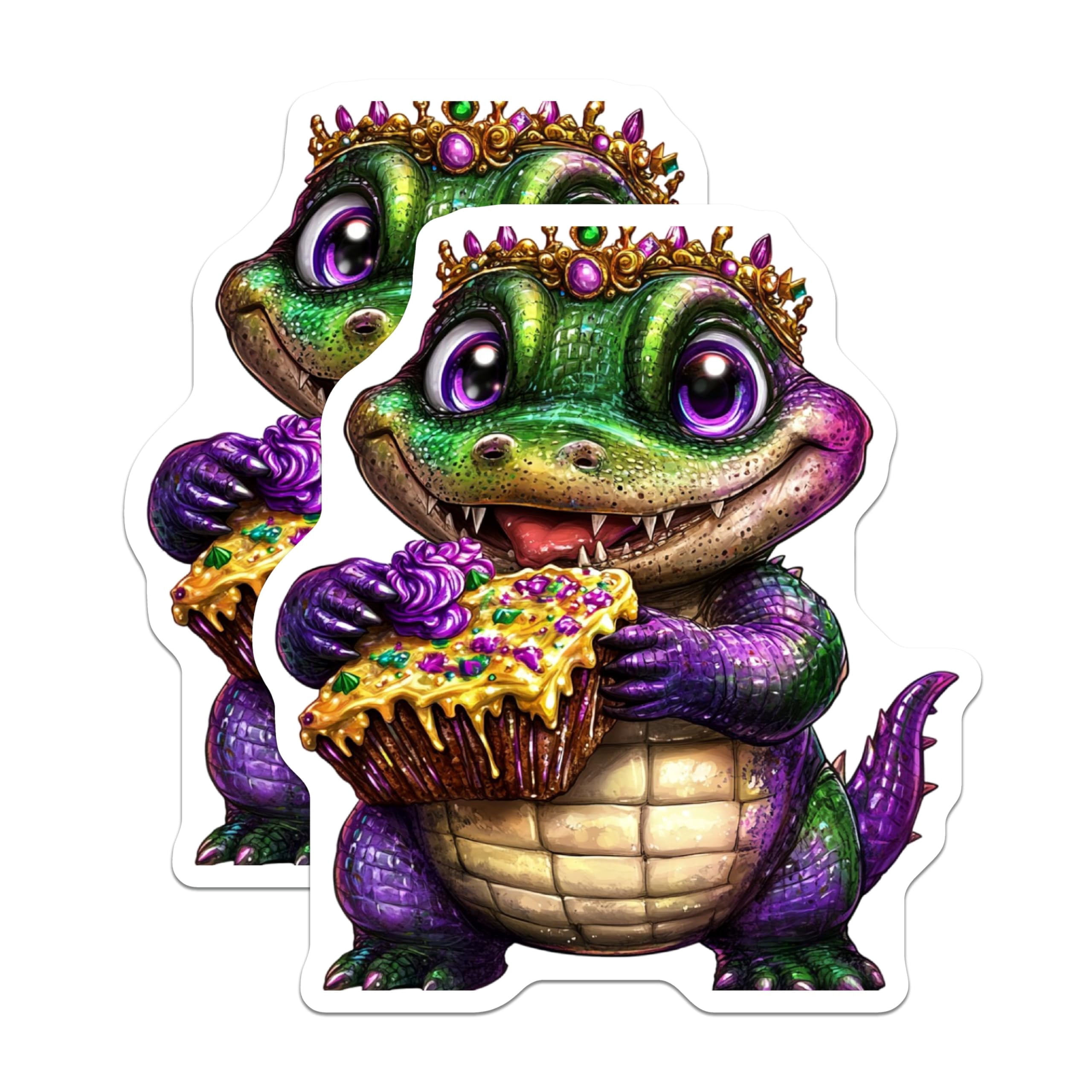 (2 Pack) Alligator Stickers - Mardi Gras Gator - Cute Cartoon Animals ...