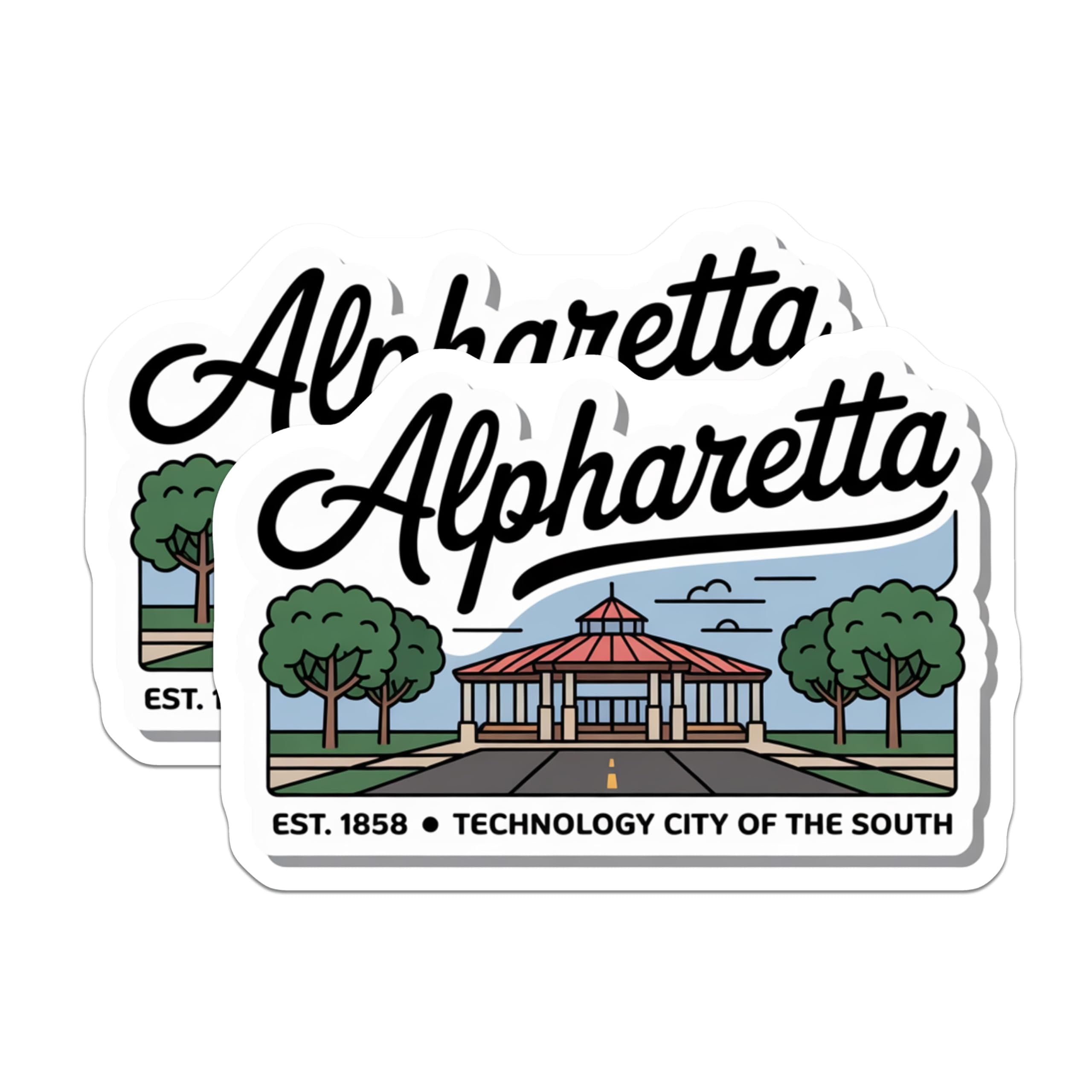 (2 Pack) Alpharetta Georgia Stickers - City Landmark - Travel Souvenir ...