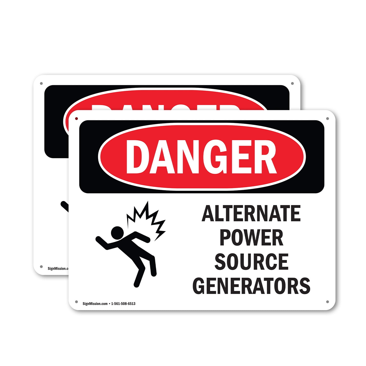 (2 Pack) Alternate Power Source Generators OSHA Danger Sign 18 Inch X ...