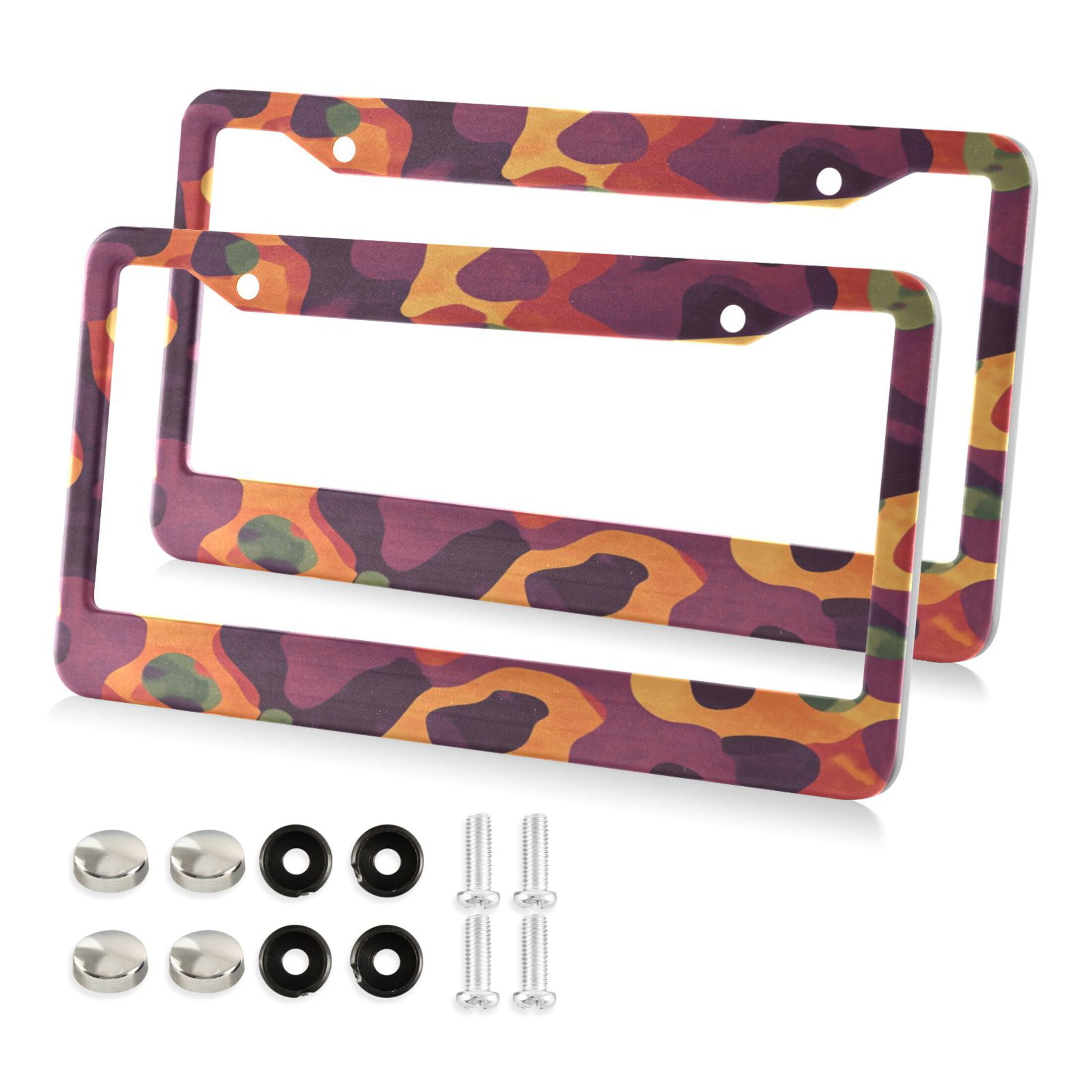 2 Pack Aluminum Alloy License Plate Frame Universal Car License Plate ...