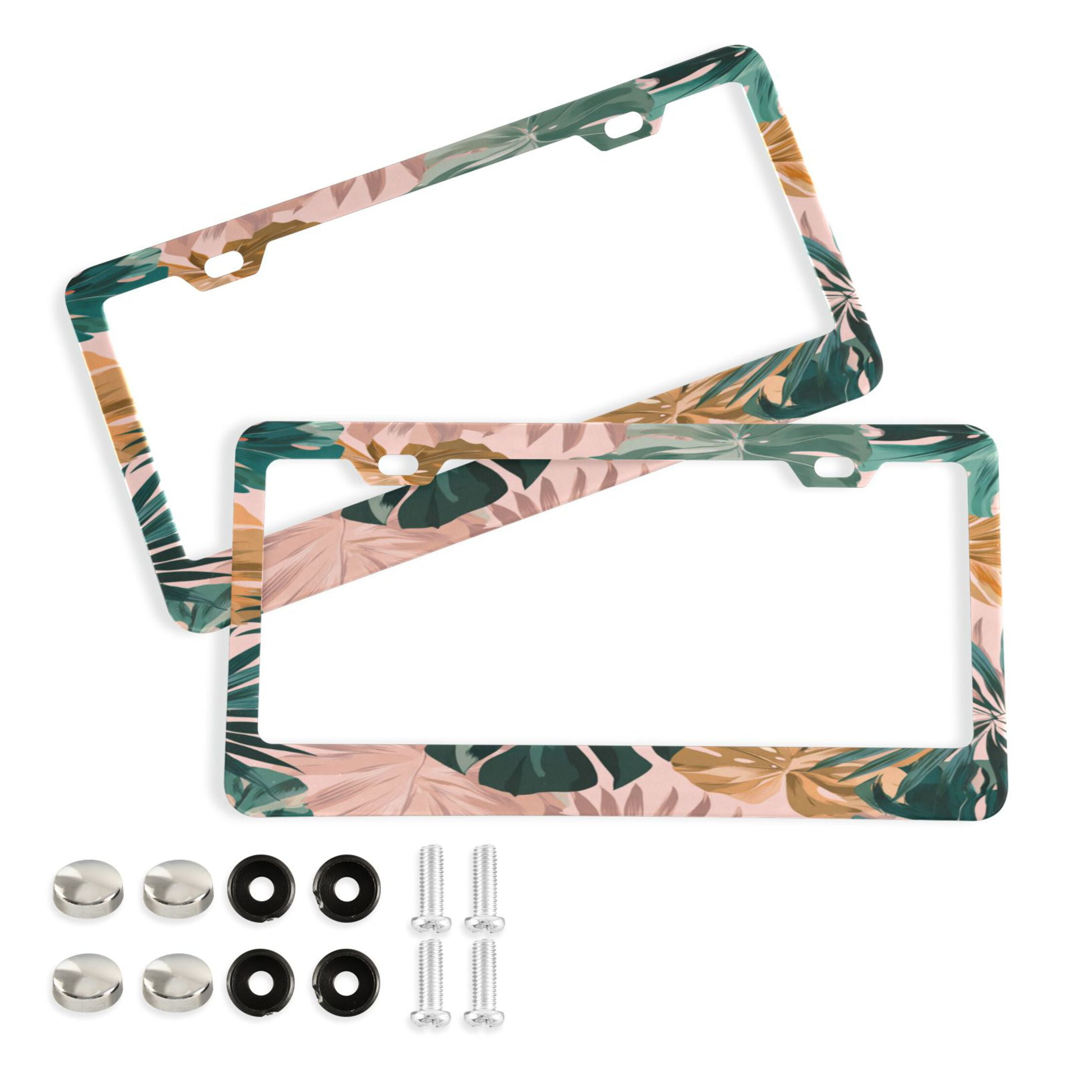 2 Pack Aluminum Alloy License Plate Frame Universal Car License Plate ...