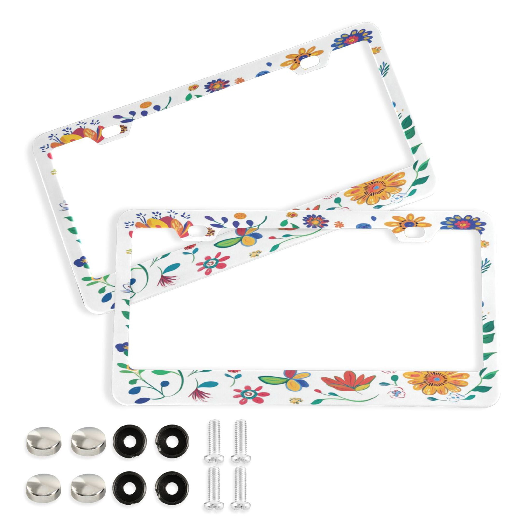 2 Pack Aluminum Alloy License Plate Frame Universal Car License Plate ...
