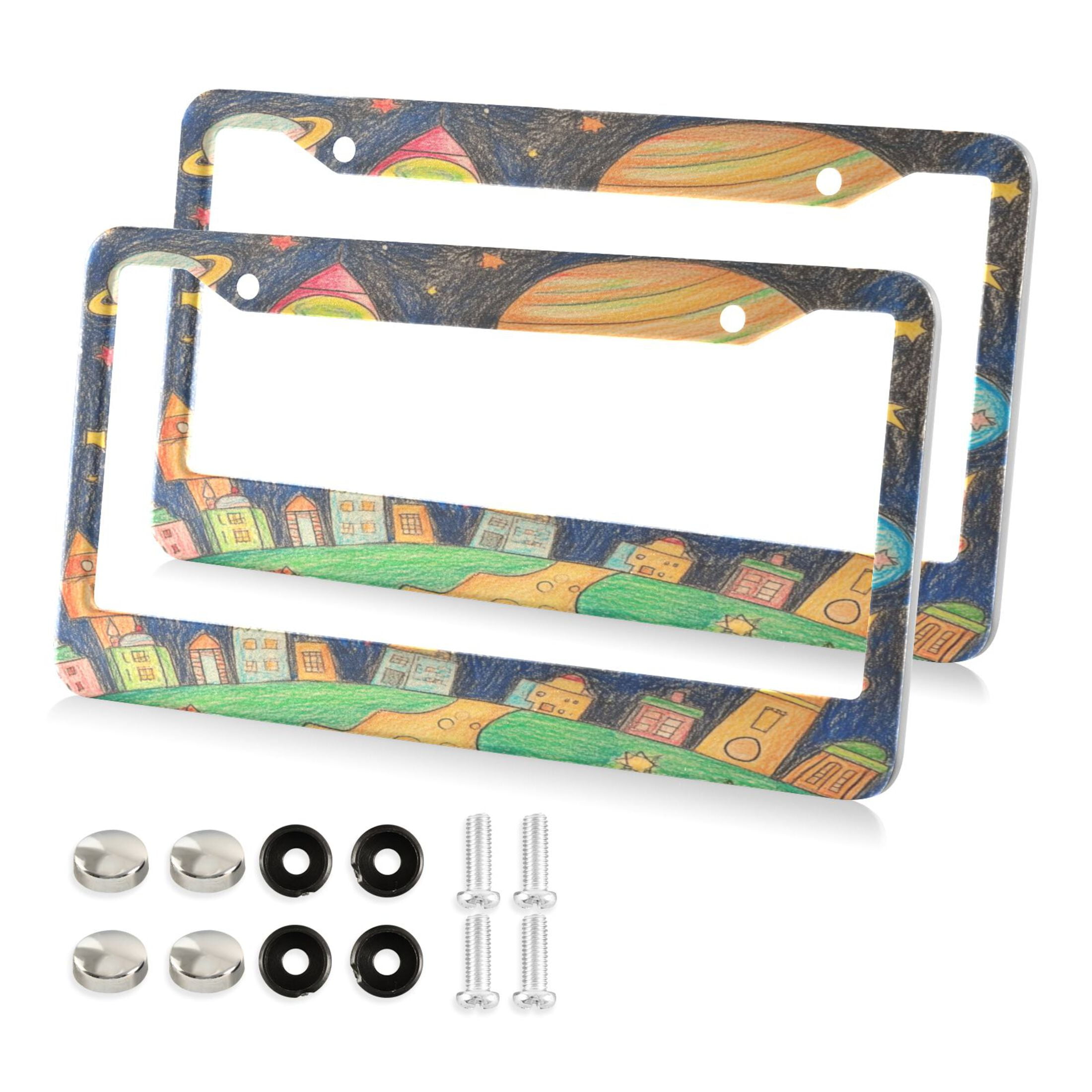 2 Pack Aluminum Alloy License Plate Frame Universal Car License Plate ...