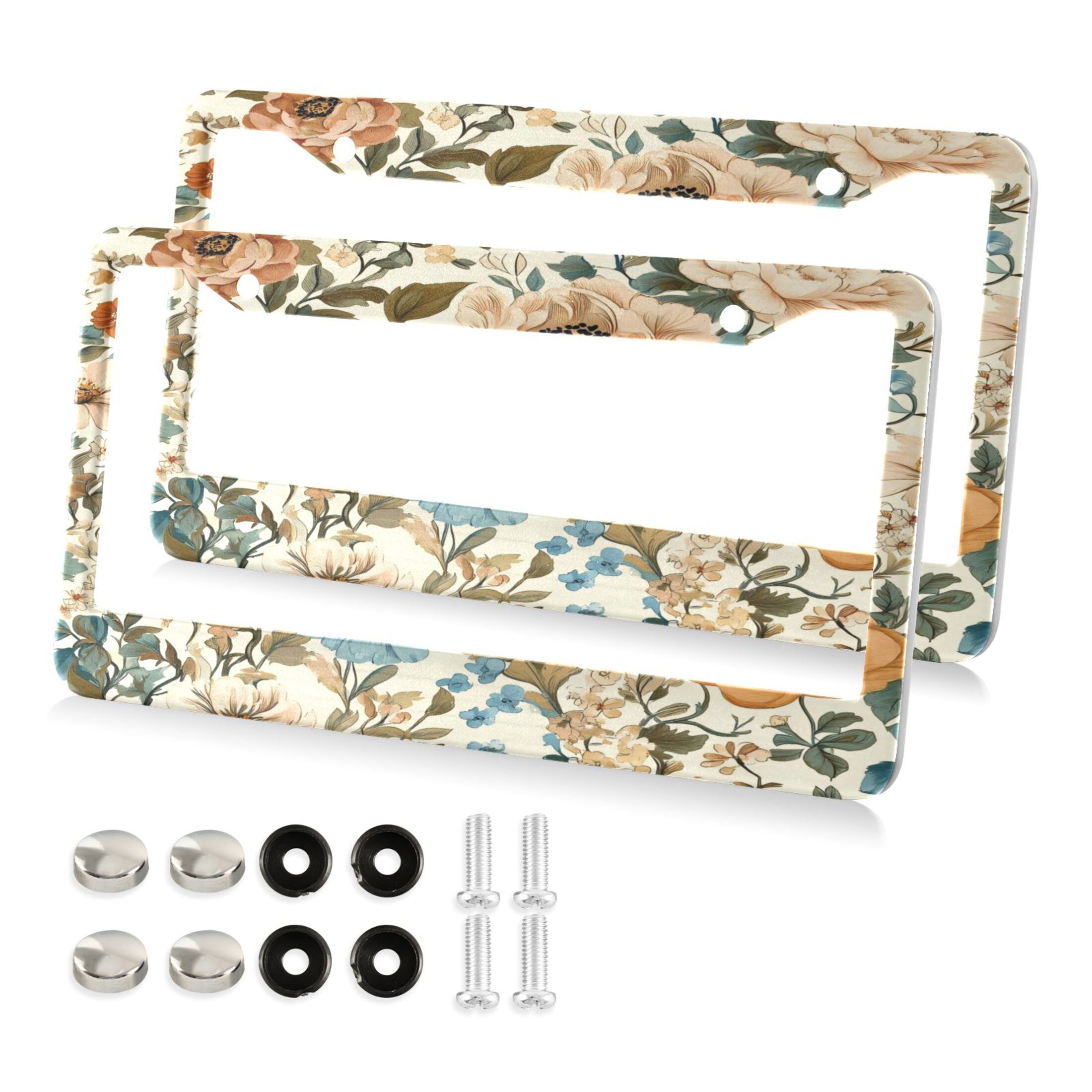 2 Pack Aluminum Alloy License Plate Frame Universal Car License Plate ...