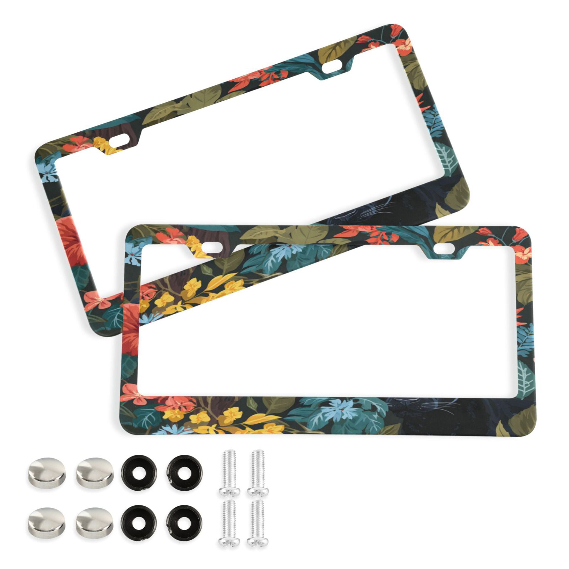 2 Pack Aluminum Alloy License Plate Frame Universal Car License Plate ...