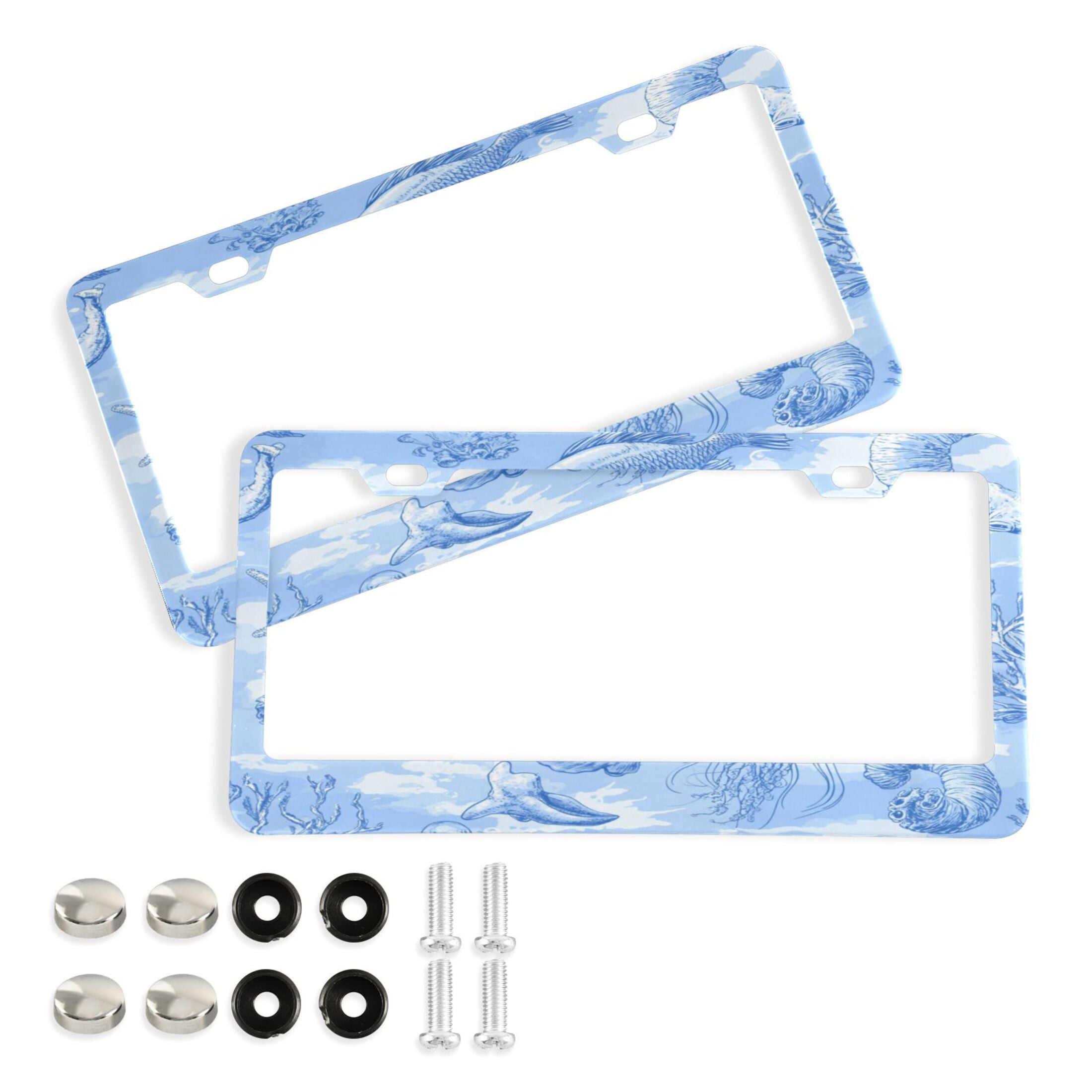 2 Pack Aluminum Alloy License Plate Frame Universal Car License Plate ...