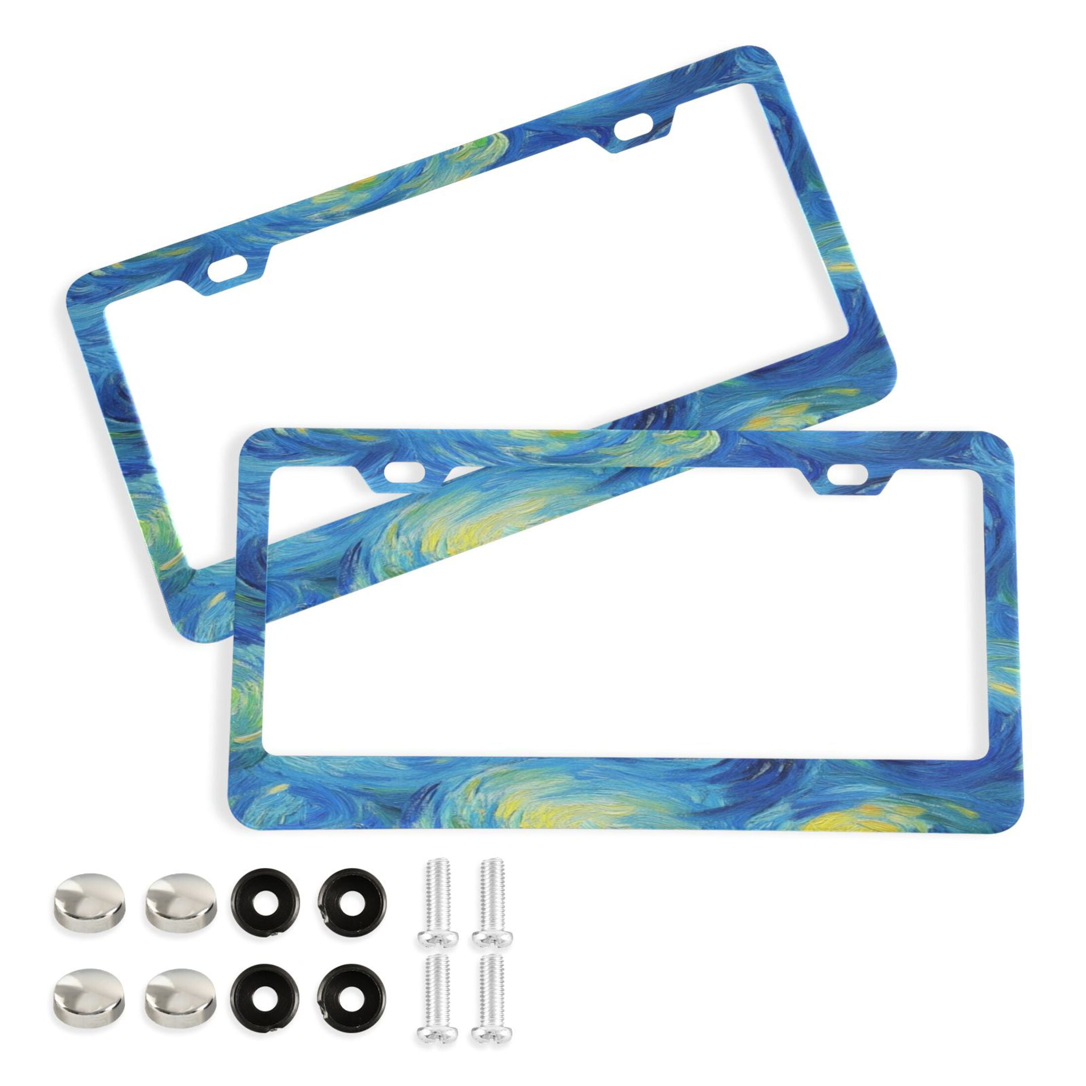 2 Pack Aluminum Alloy License Plate Frame Universal Car License Plate ...