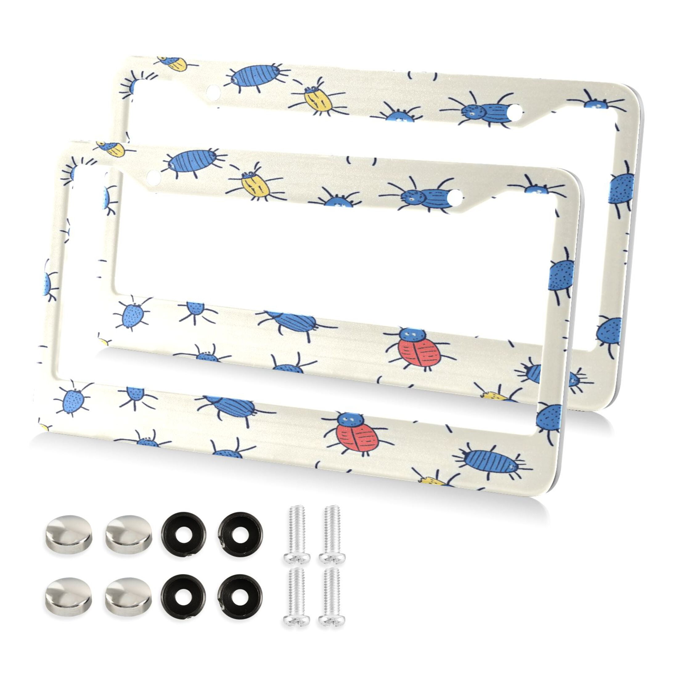 2 Pack Aluminum Alloy License Plate Frame Universal Car License Plate ...