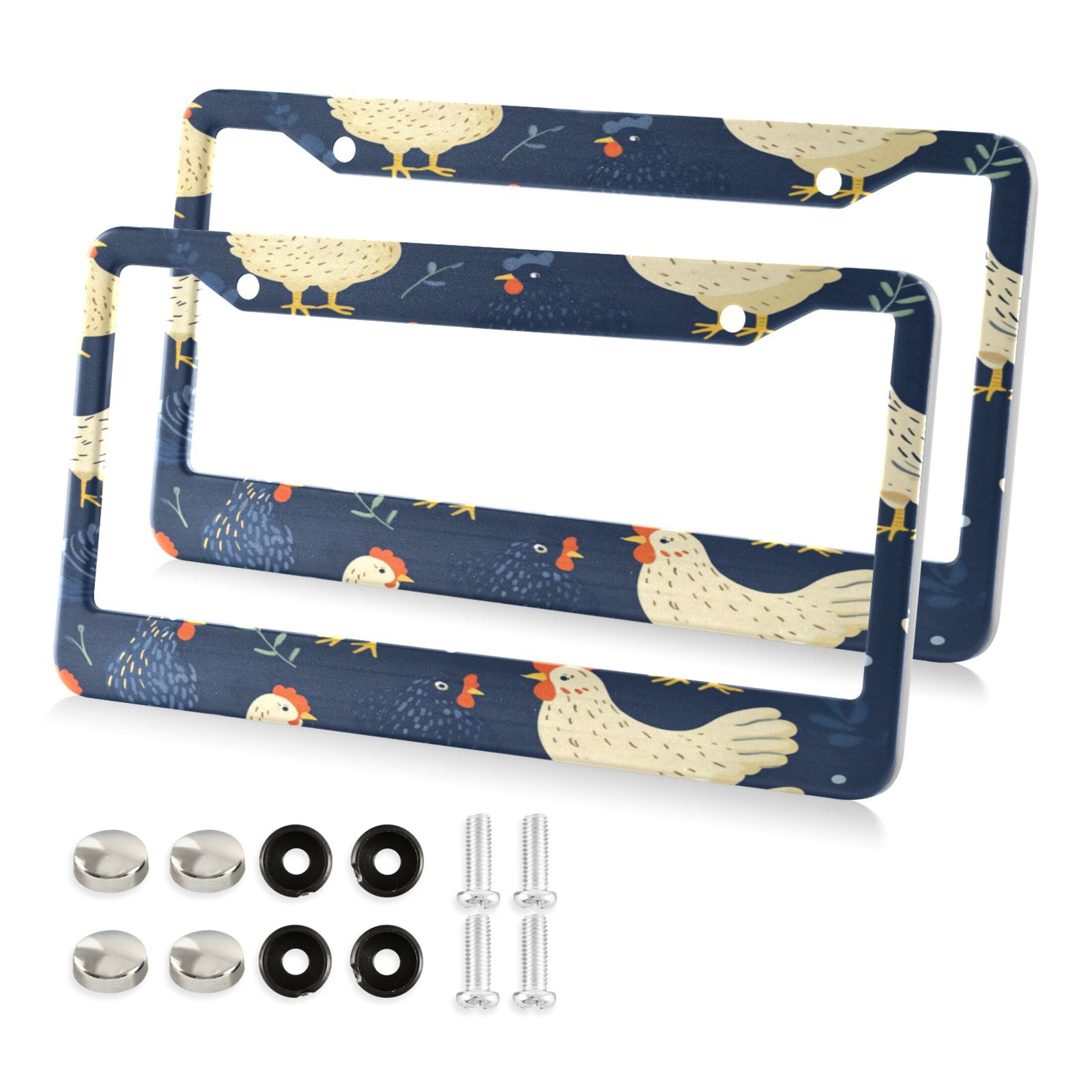2 Pack Aluminum Alloy License Plate Frame Universal Car License Plate ...