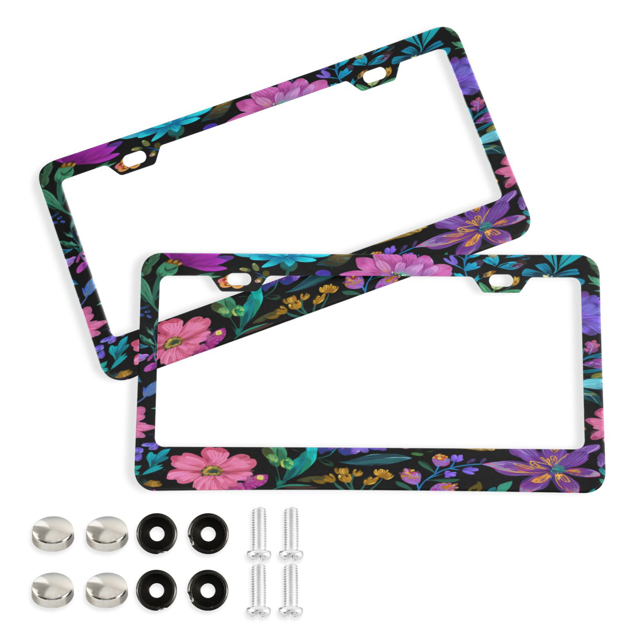 2 Pack Aluminum Alloy License Plate Frame Universal Car License Plate ...