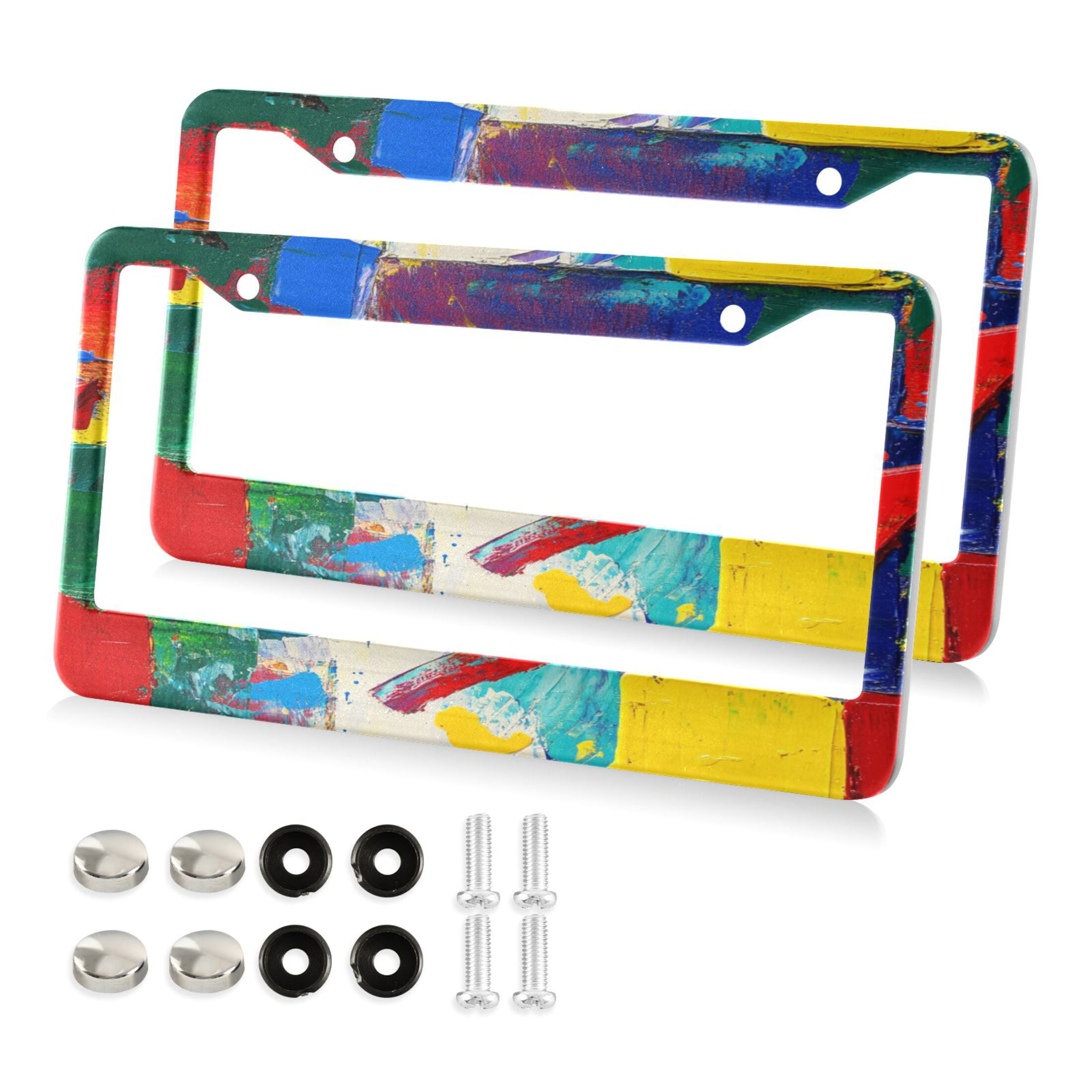 2 Pack Aluminum Alloy License Plate Frame Universal Car License Plate ...