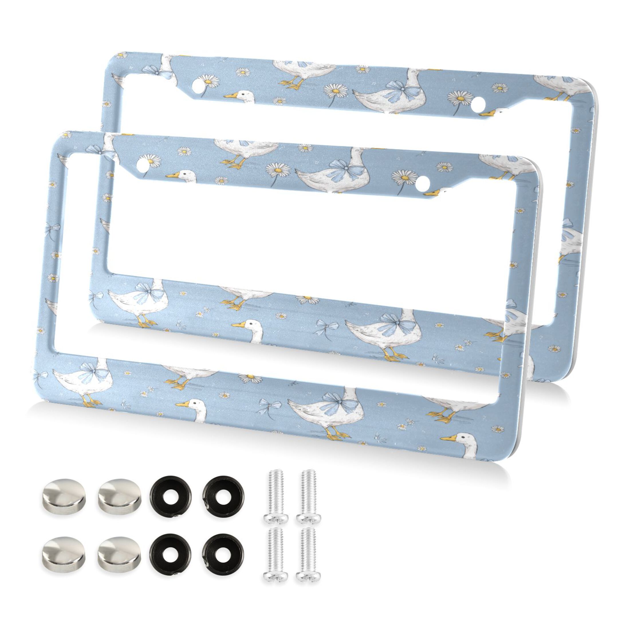 2 Pack Aluminum Alloy License Plate Frame Universal Car License Plate ...