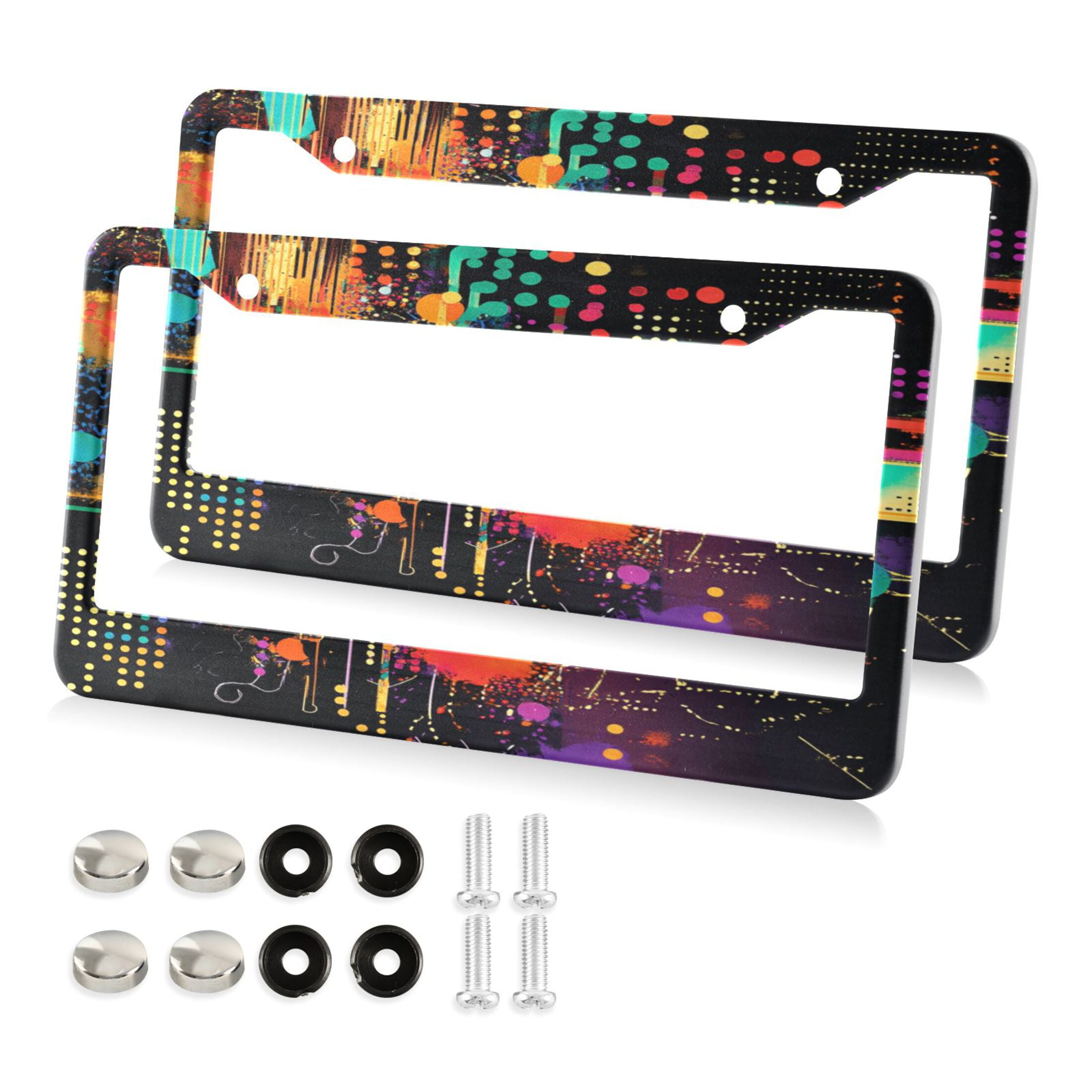2 Pack Aluminum Alloy License Plate Frame Universal Car License Plate ...