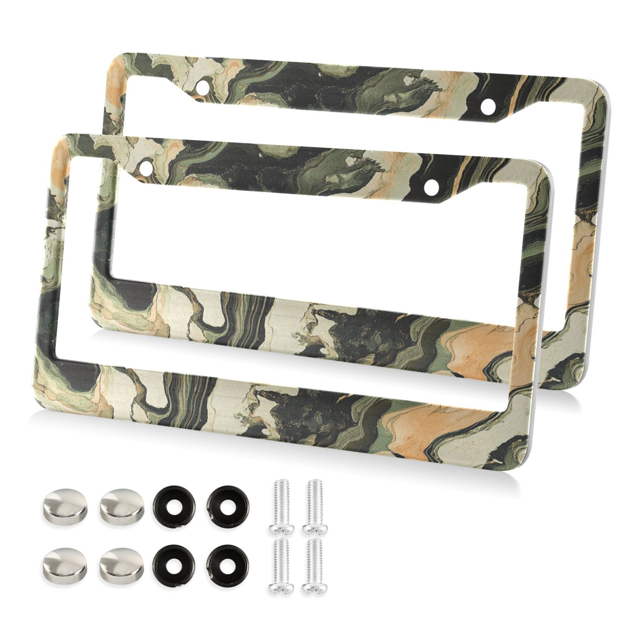 2 Pack Aluminum Alloy License Plate Frame Universal Car License Plate ...