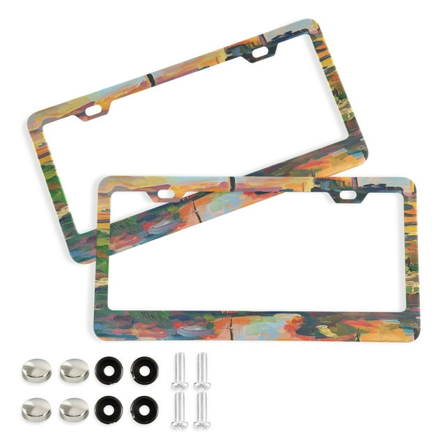 2 Pack Aluminum Alloy License Plate Frame Universal Car License Plate ...