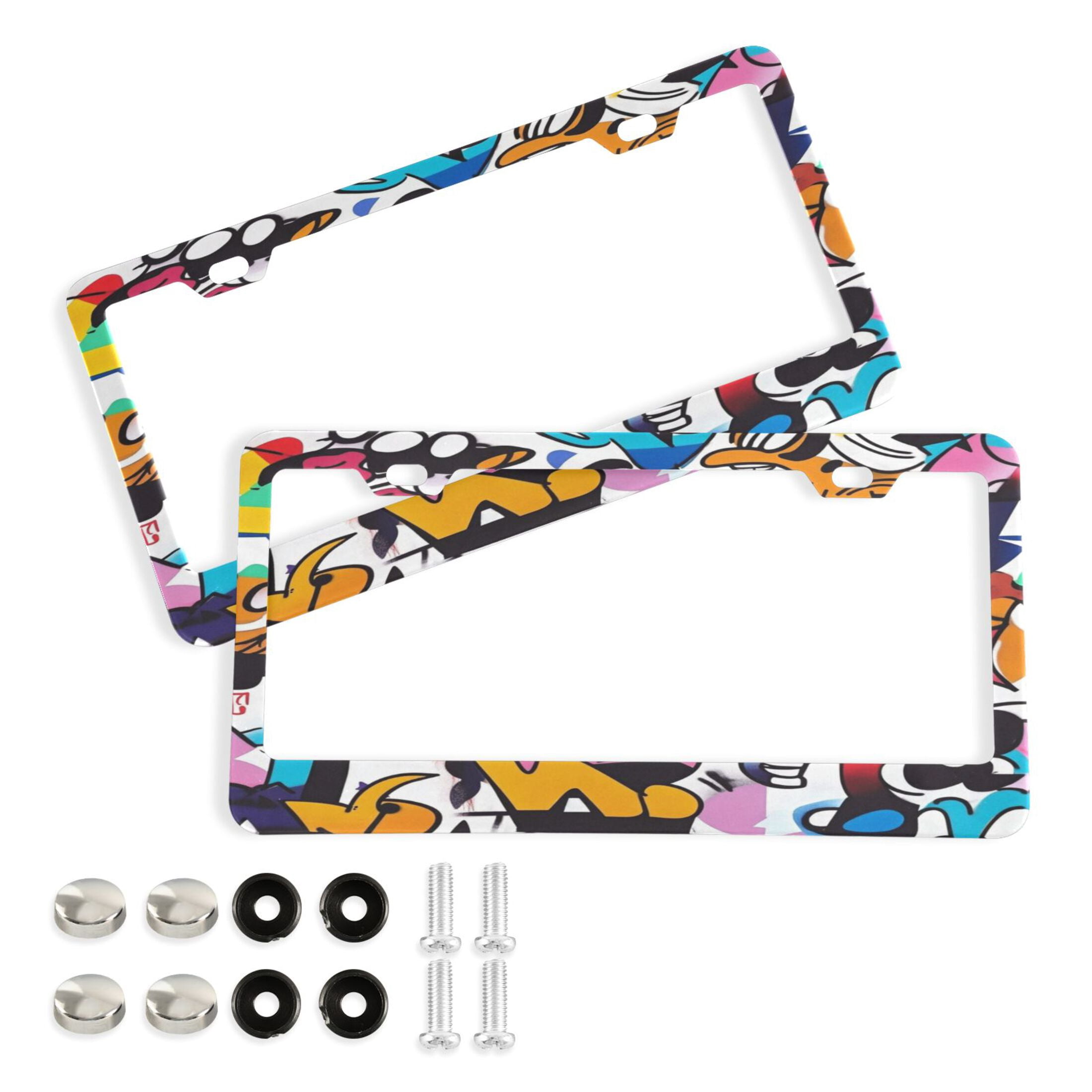 2 Pack Aluminum Alloy License Plate Frame Universal Car License Plate ...