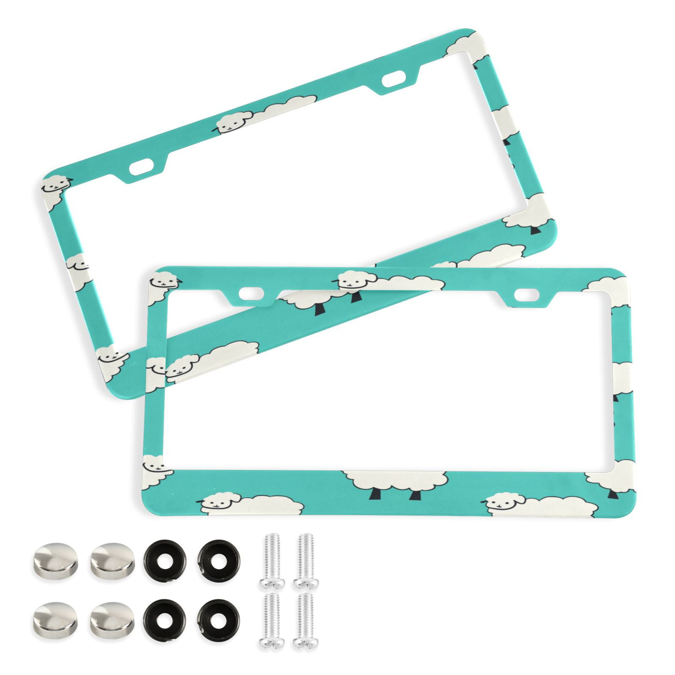 2 Pack Aluminum Alloy License Plate Frame Universal Car License Plate ...