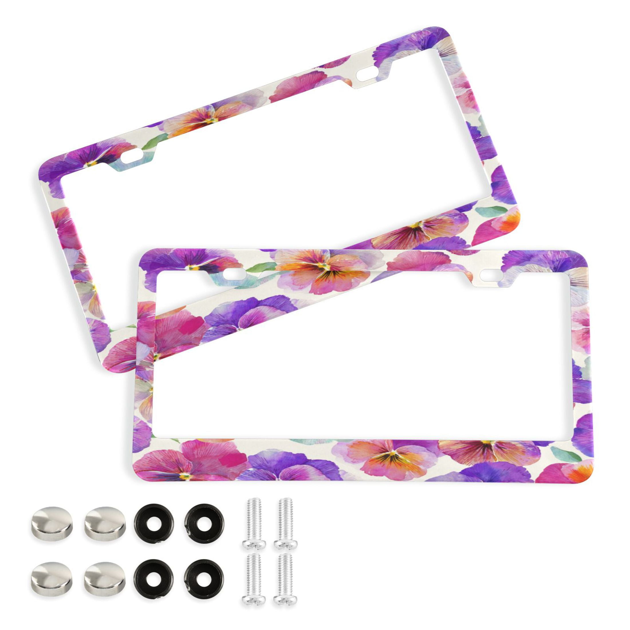 2 Pack Aluminum Alloy License Plate Frame Universal Car License Plate ...