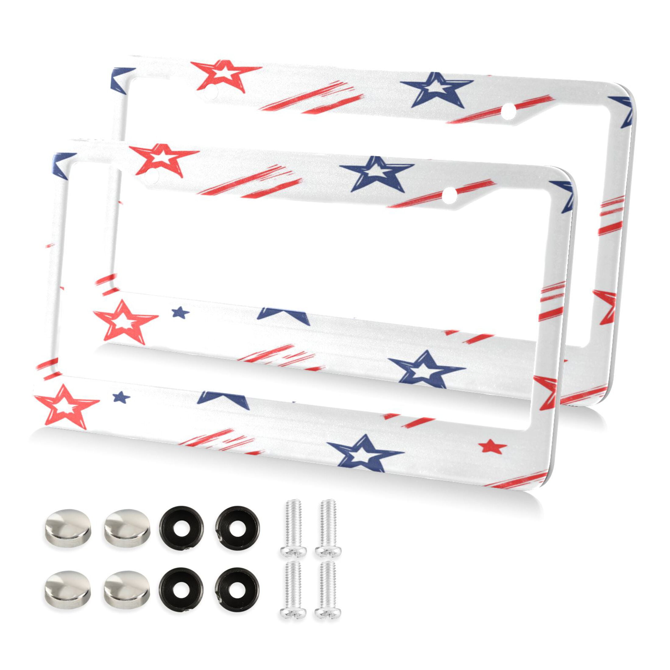 2 Pack Aluminum Alloy License Plate Frame Universal Car License Plate ...