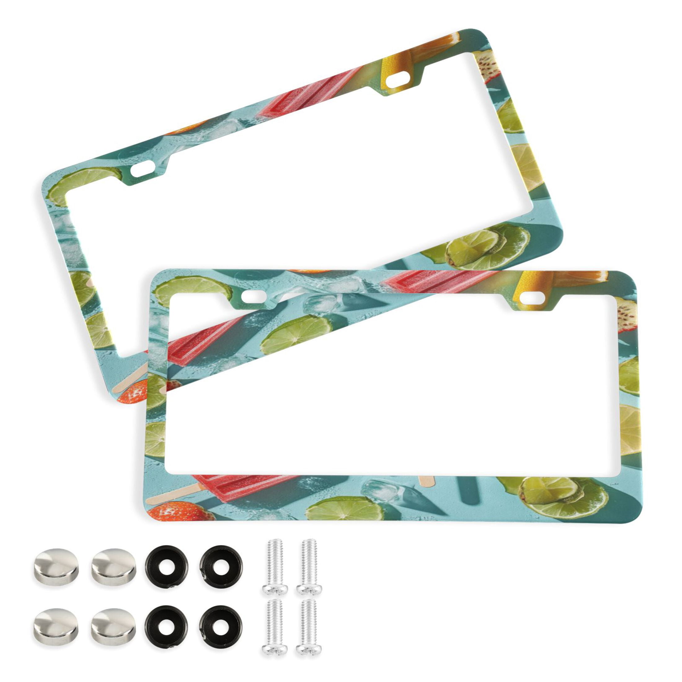 2 Pack Aluminum Alloy License Plate Frame Universal Car License Plate ...