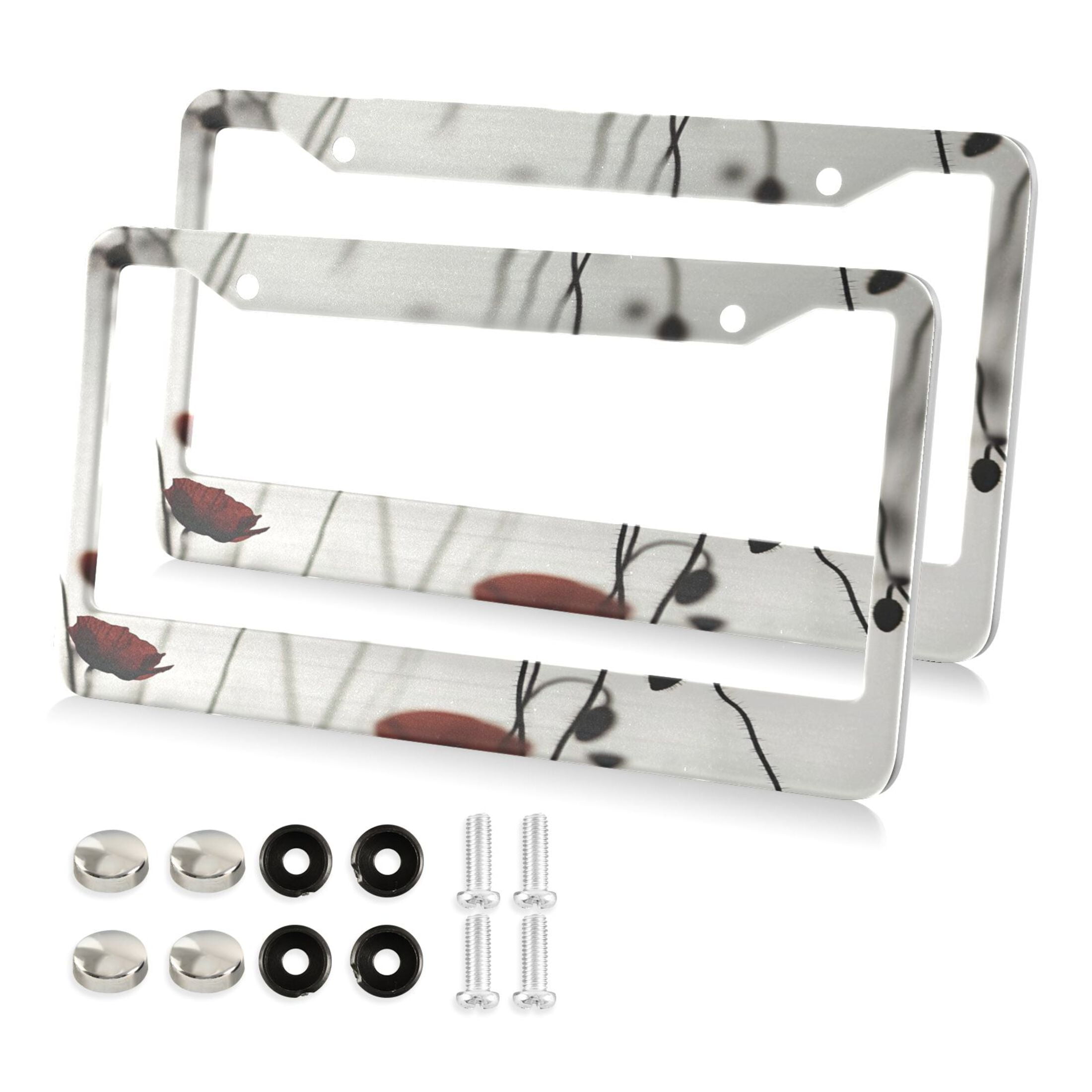 2 Pack Aluminum Alloy License Plate Frame Universal Car License Plate ...