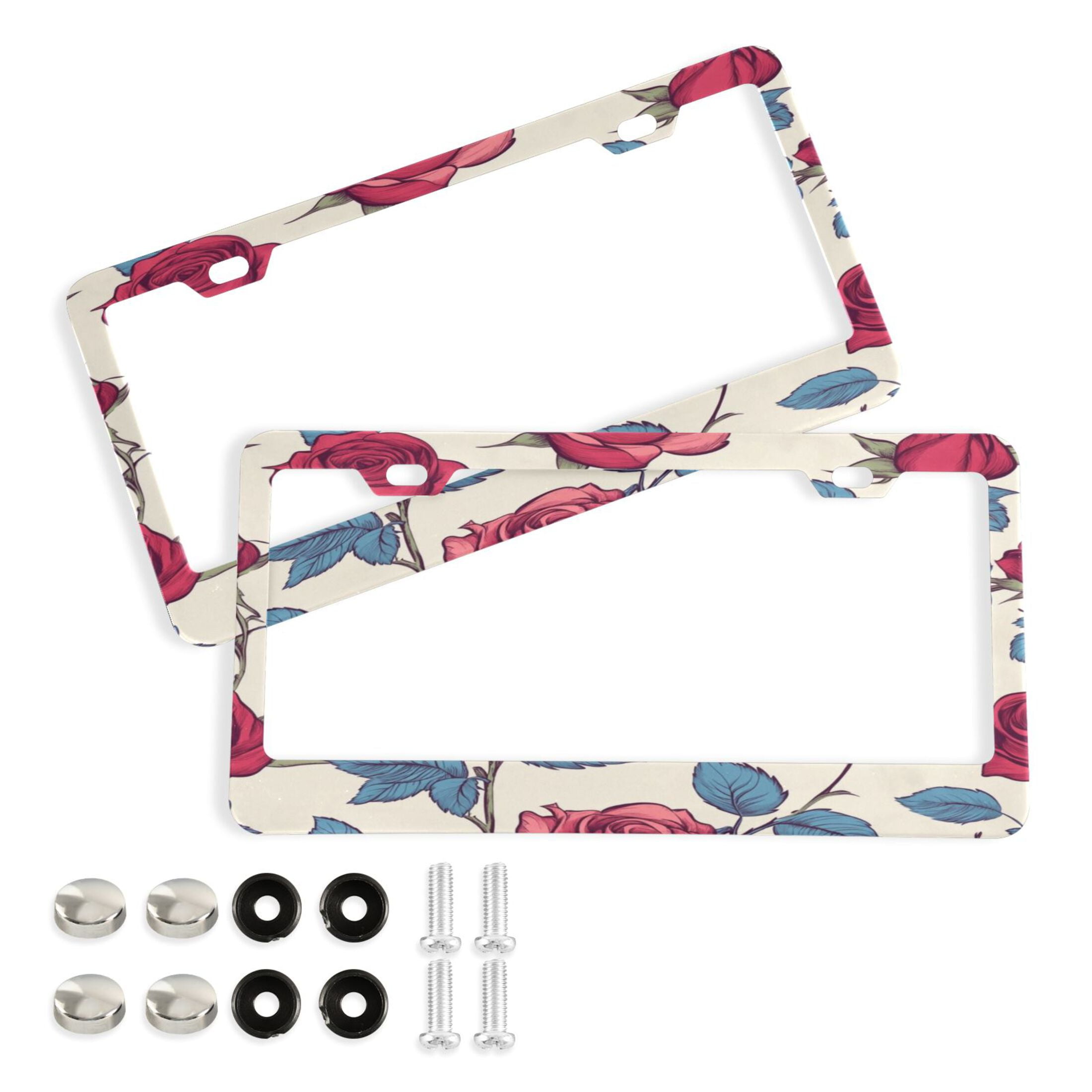 2 Pack Aluminum Alloy License Plate Frame Universal Car License Plate ...