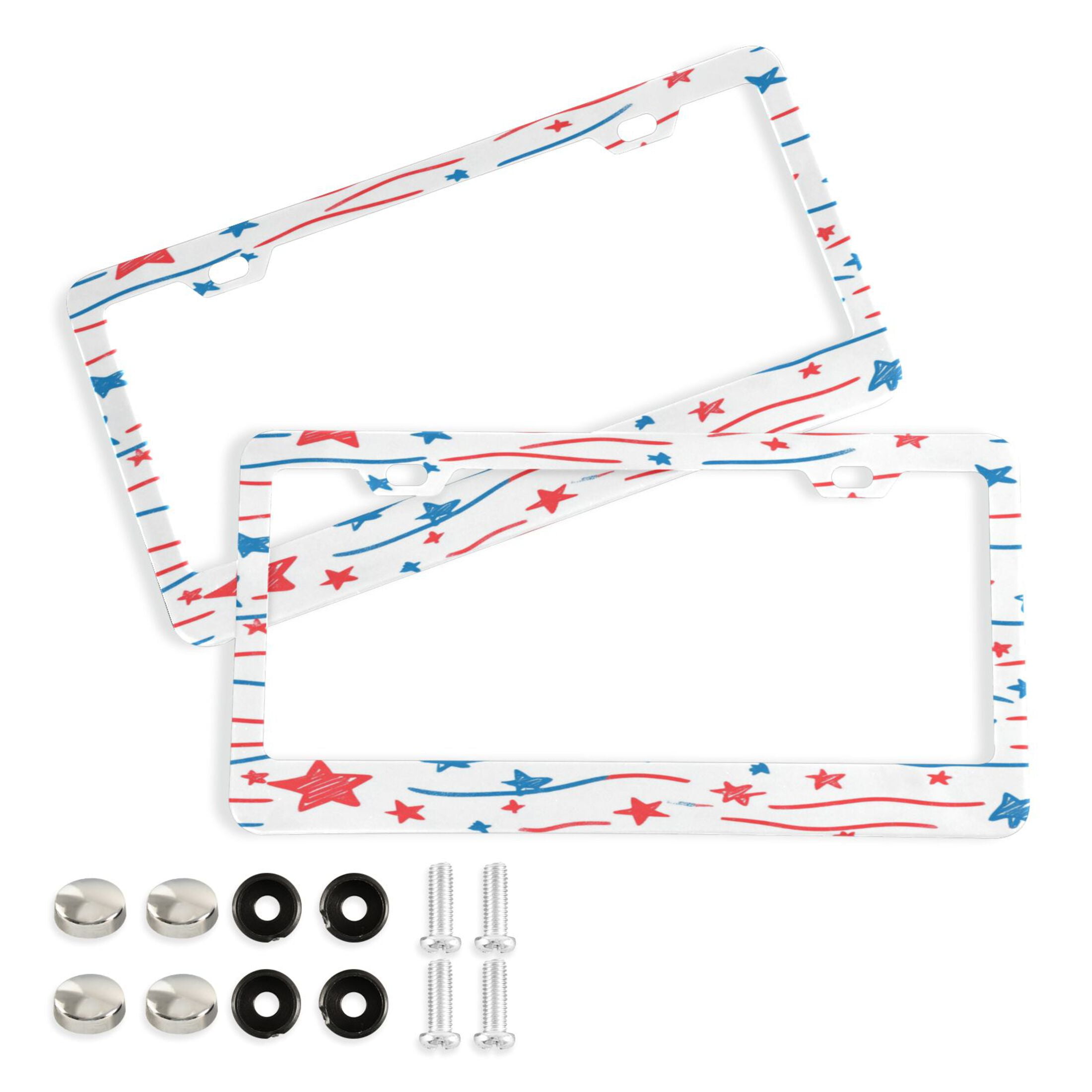 2 Pack Aluminum Alloy License Plate Frame Universal Car License Plate ...