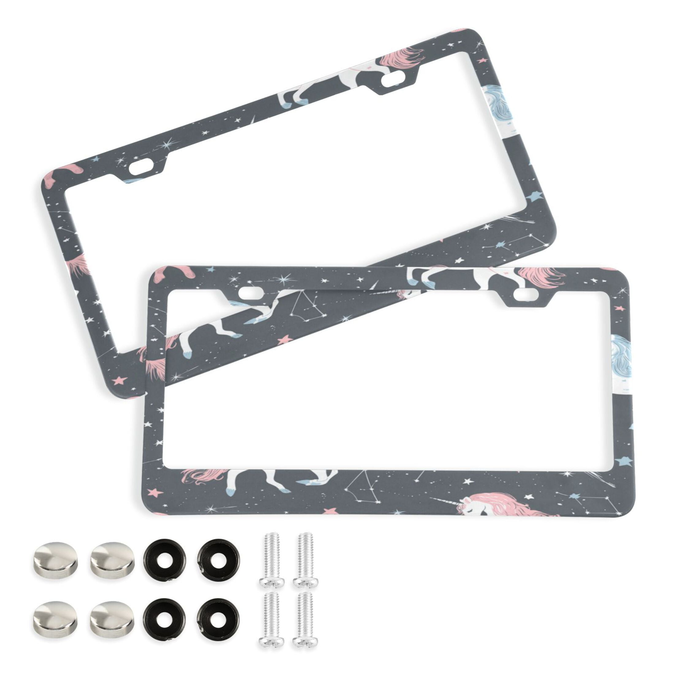 2 Pack Aluminum Alloy License Plate Frame Universal Car License Plate ...