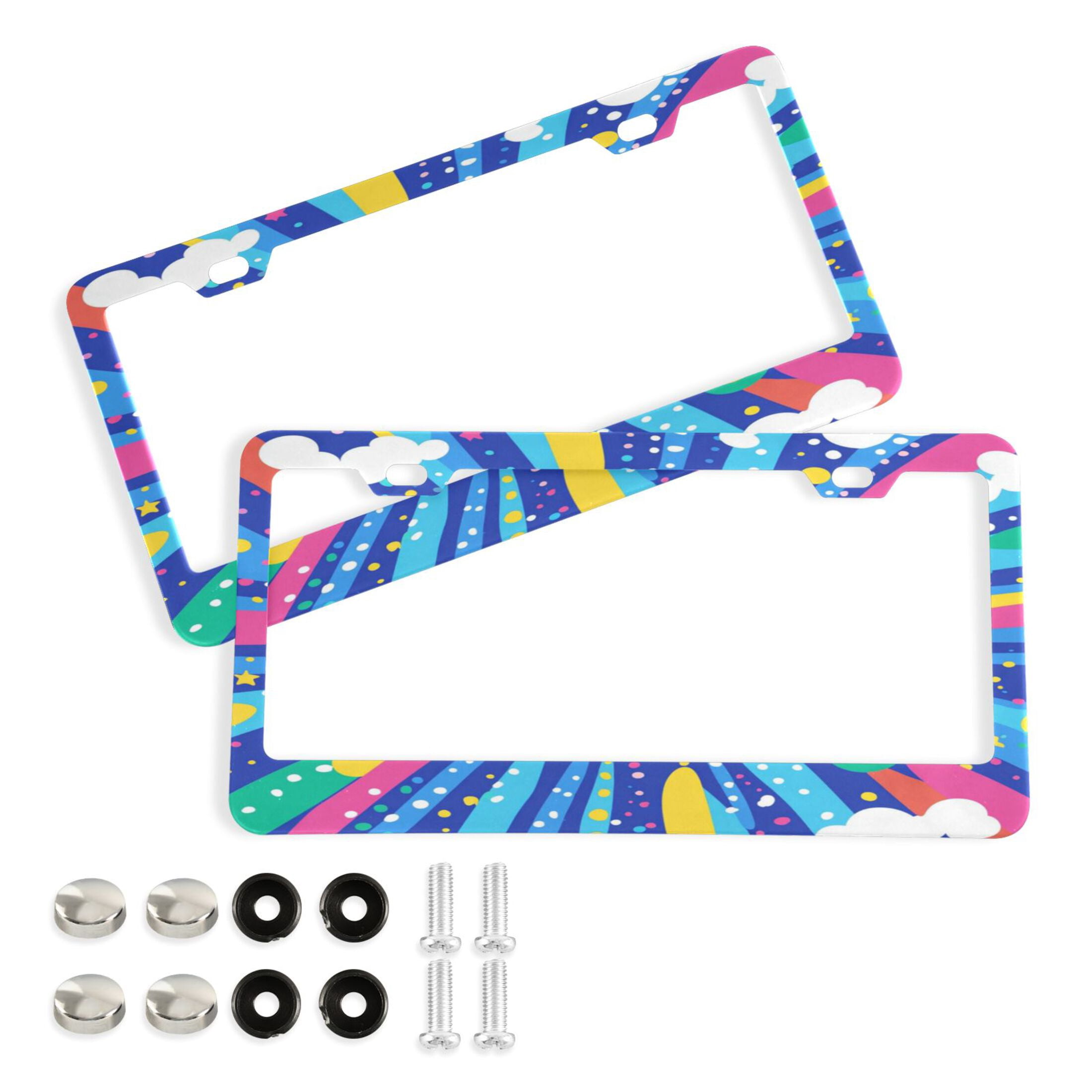 2 Pack Aluminum Alloy License Plate Frame Universal Car License Plate ...