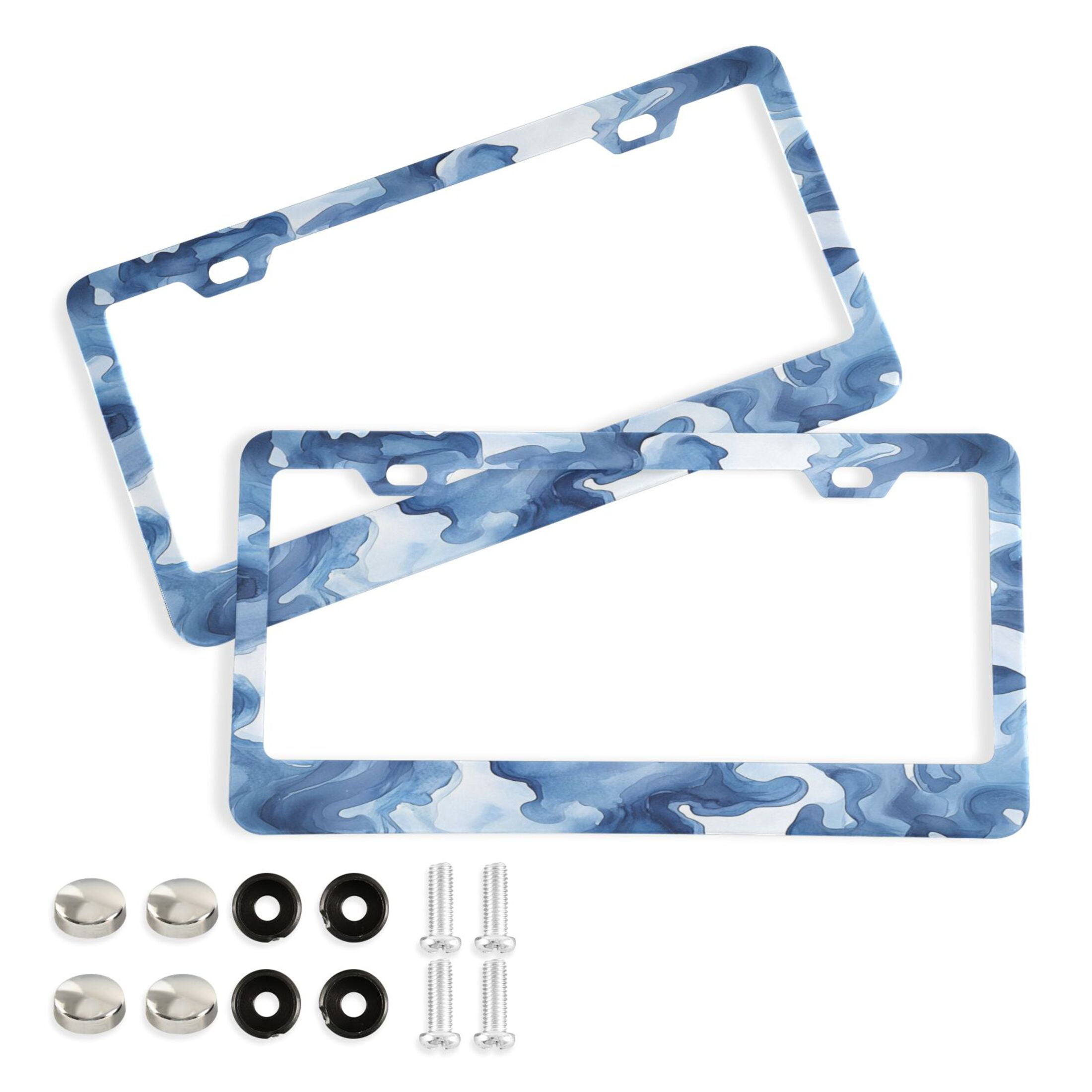 2 Pack Aluminum Alloy License Plate Frame Universal Car License Plate ...