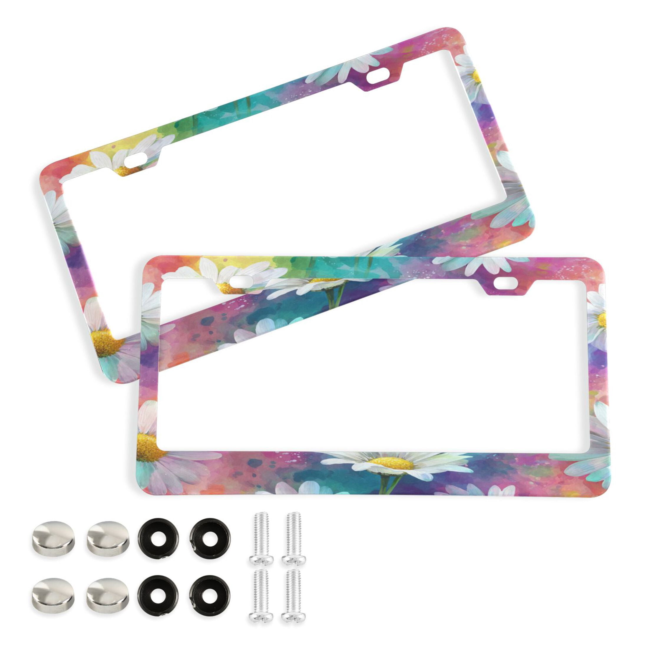 2 Pack Aluminum Alloy License Plate Frame Universal Car License Plate ...