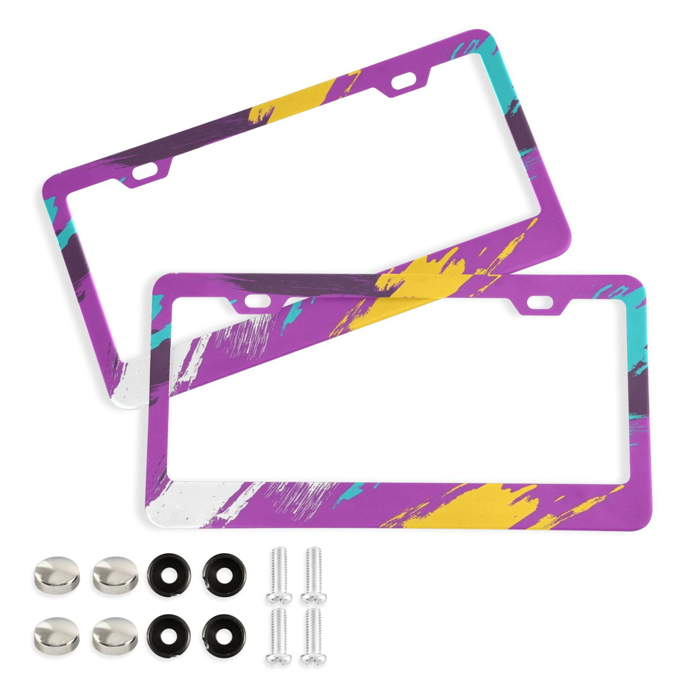 2 Pack Aluminum Alloy License Plate Frame Universal Car License Plate ...