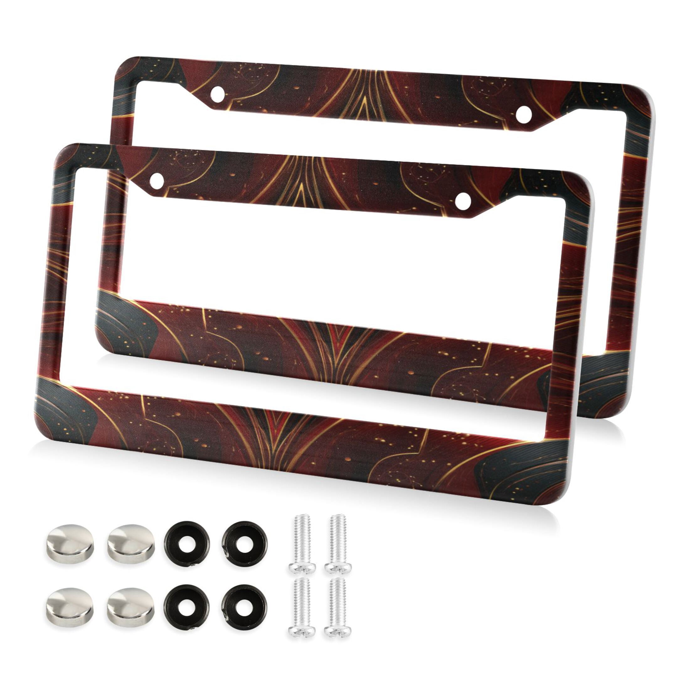 2-Pack Aluminum License Plate Frame with 2 Holes for Round GM License ...