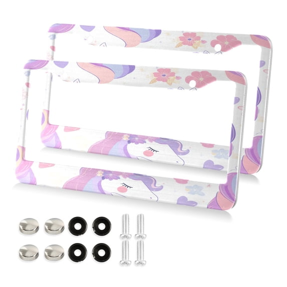 2-Pack Aluminum License Plate Frame with 2 Holes for Round GM License ...