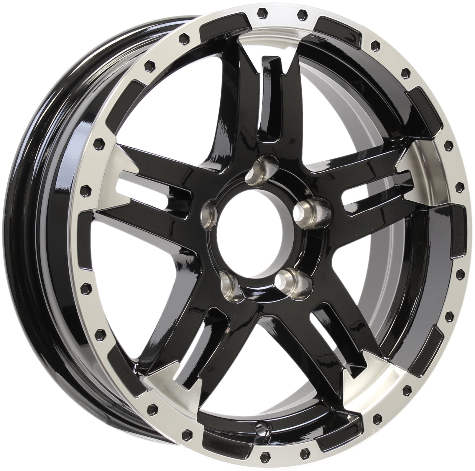2-Pack Aluminum Trailer Wheels 15X5 15 X 5 5 Lug 4.5 Center Turismo ...
