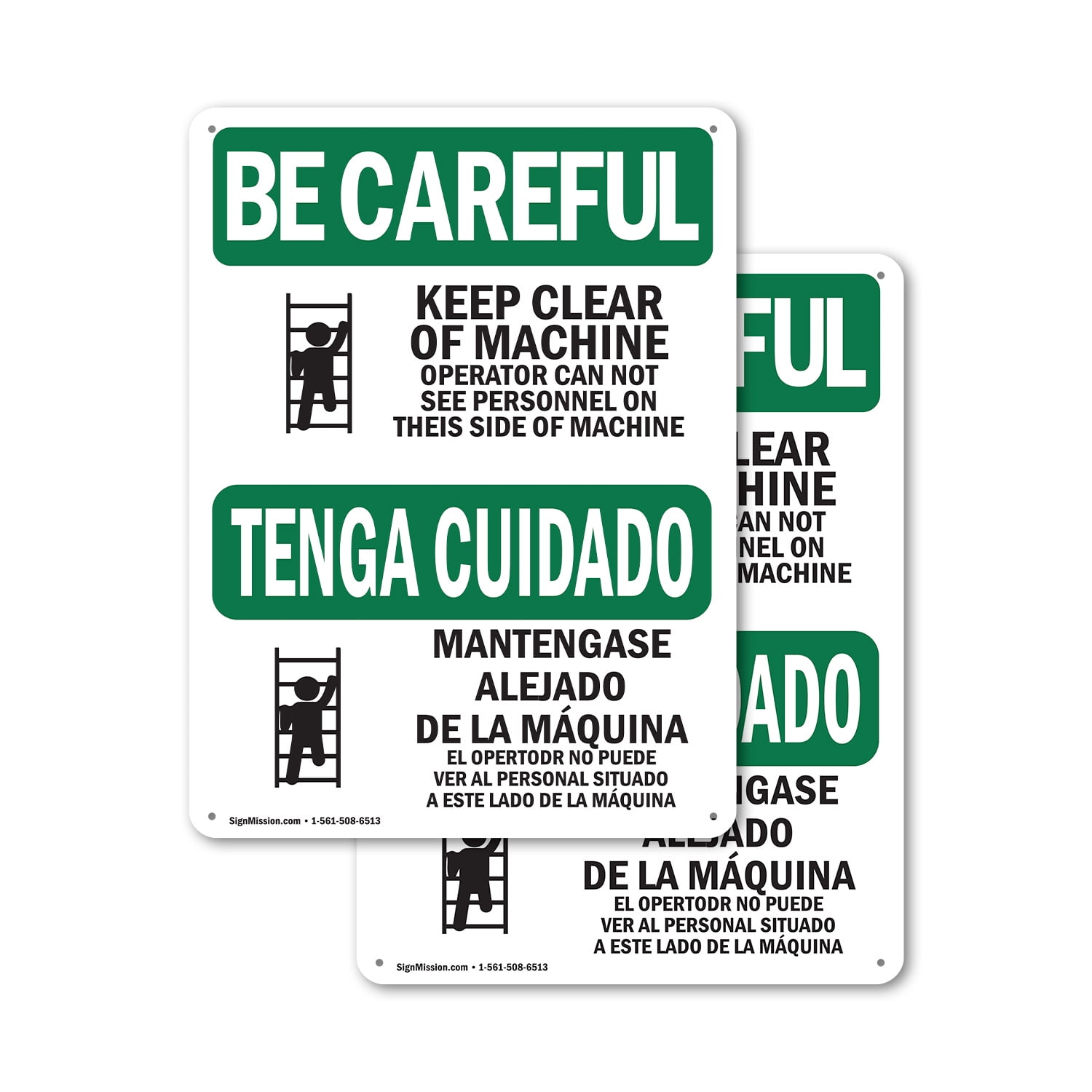 (2 Pack) Always Face Ladder Safety Bilingual OSHA Be Careful Sign 18 ...