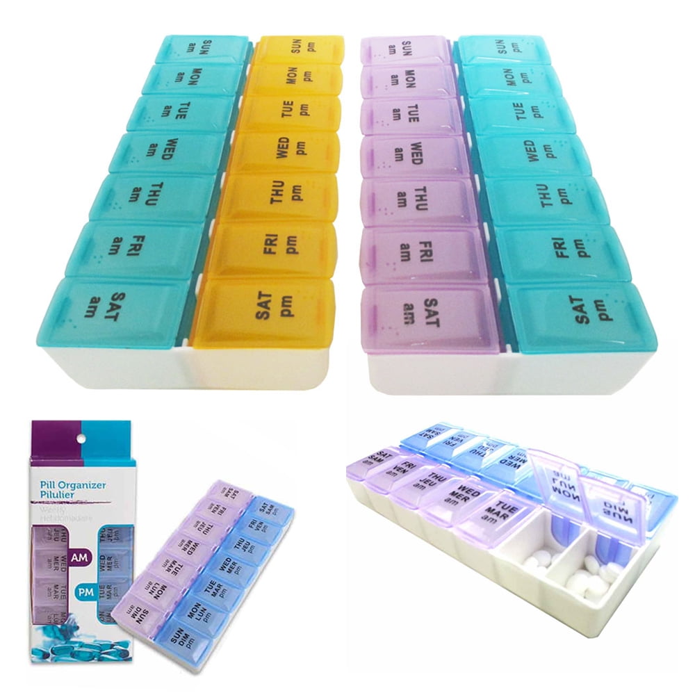 AllTopBargains Weekly Pill Box, AM PM 7 Day Medicine Container, Morning ...