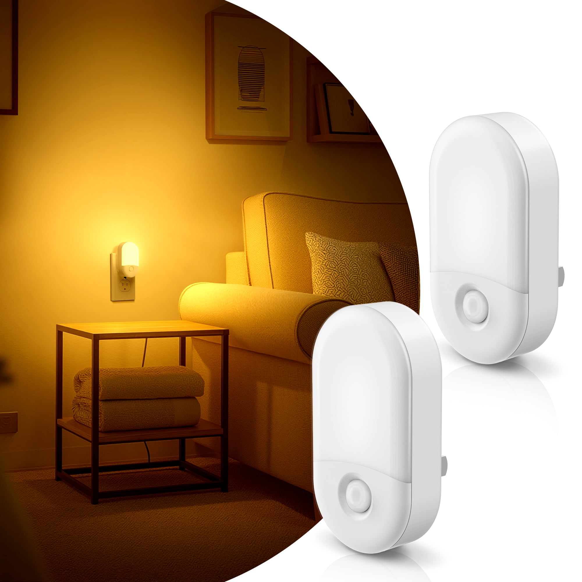2 Pack Amber Dimmable Night Light 2-Level Brightness - Walmart.com