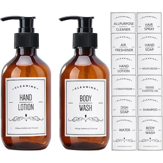 2 Pack Amber Plastic Soap Dispenser, 16 oz Bathroom Pump Bottles ...