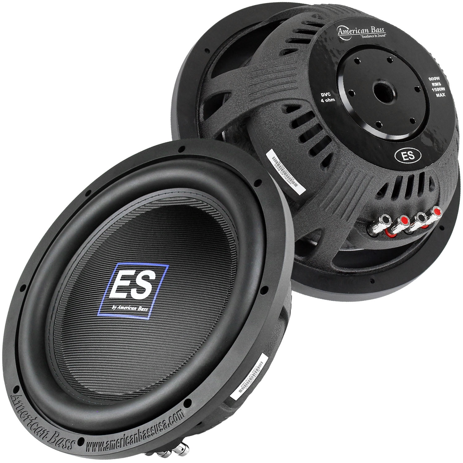 "American Bass ES-1244 Slim Subwoofer, 12"", DVC 4 Ohm, 1500W Max, 800W ...